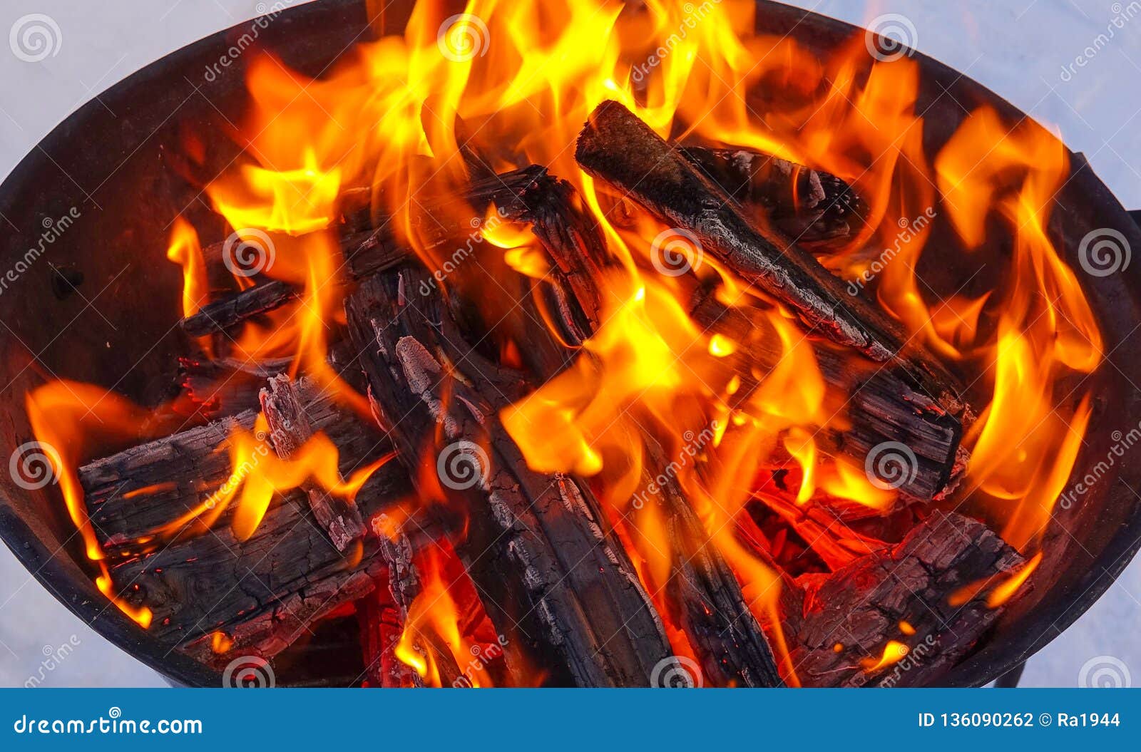 Fire and Firewood. Barbeque Ignition Cooking Coals Stock Photo - Image ...