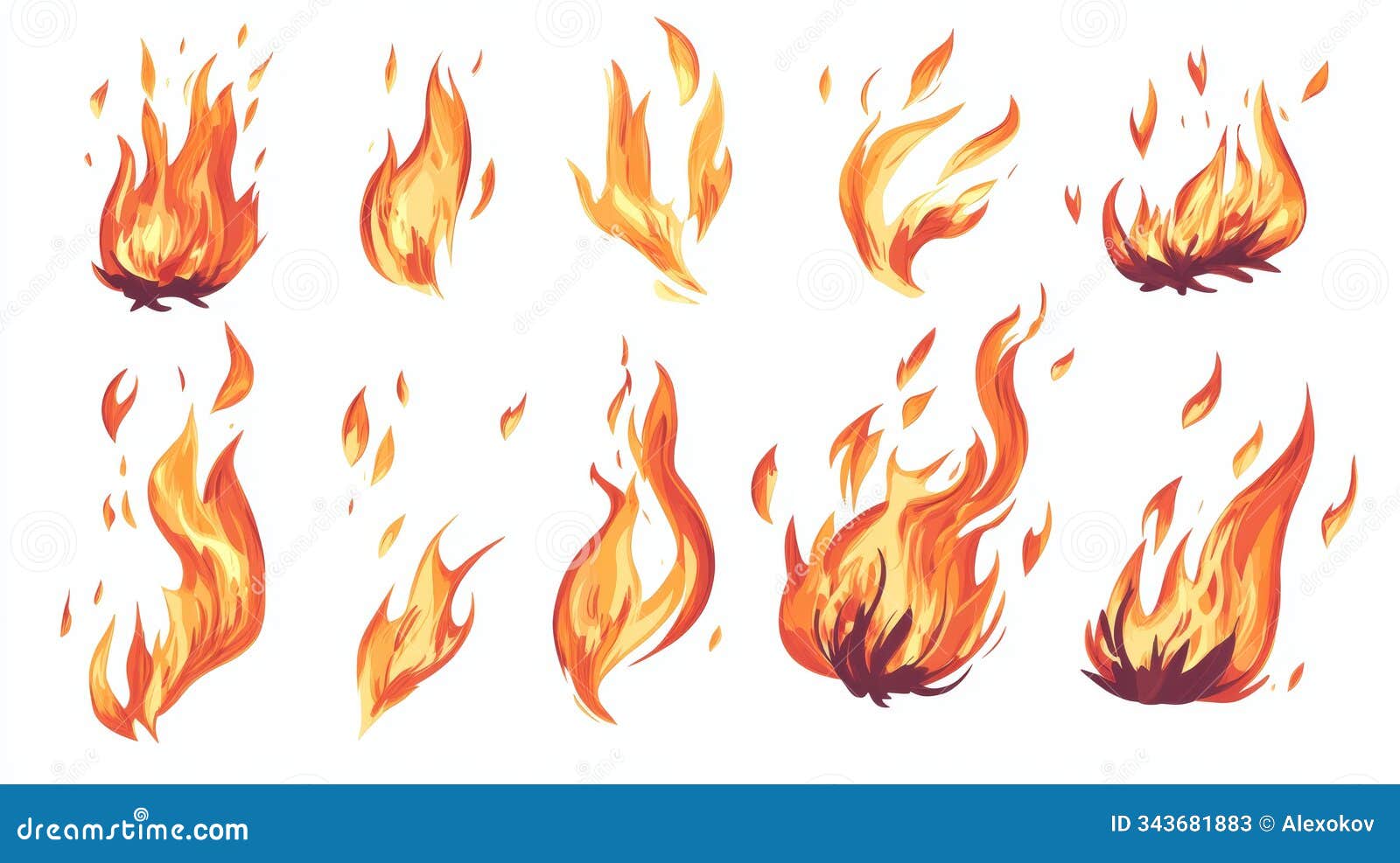 Fire Flame Animation Isolated on White Background for Game GUI Elements ...