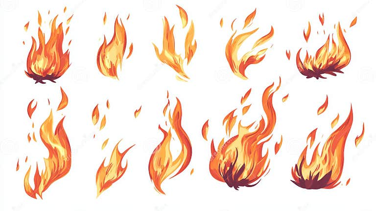 Fire Flame Animation Isolated on White Background for Game GUI Elements ...