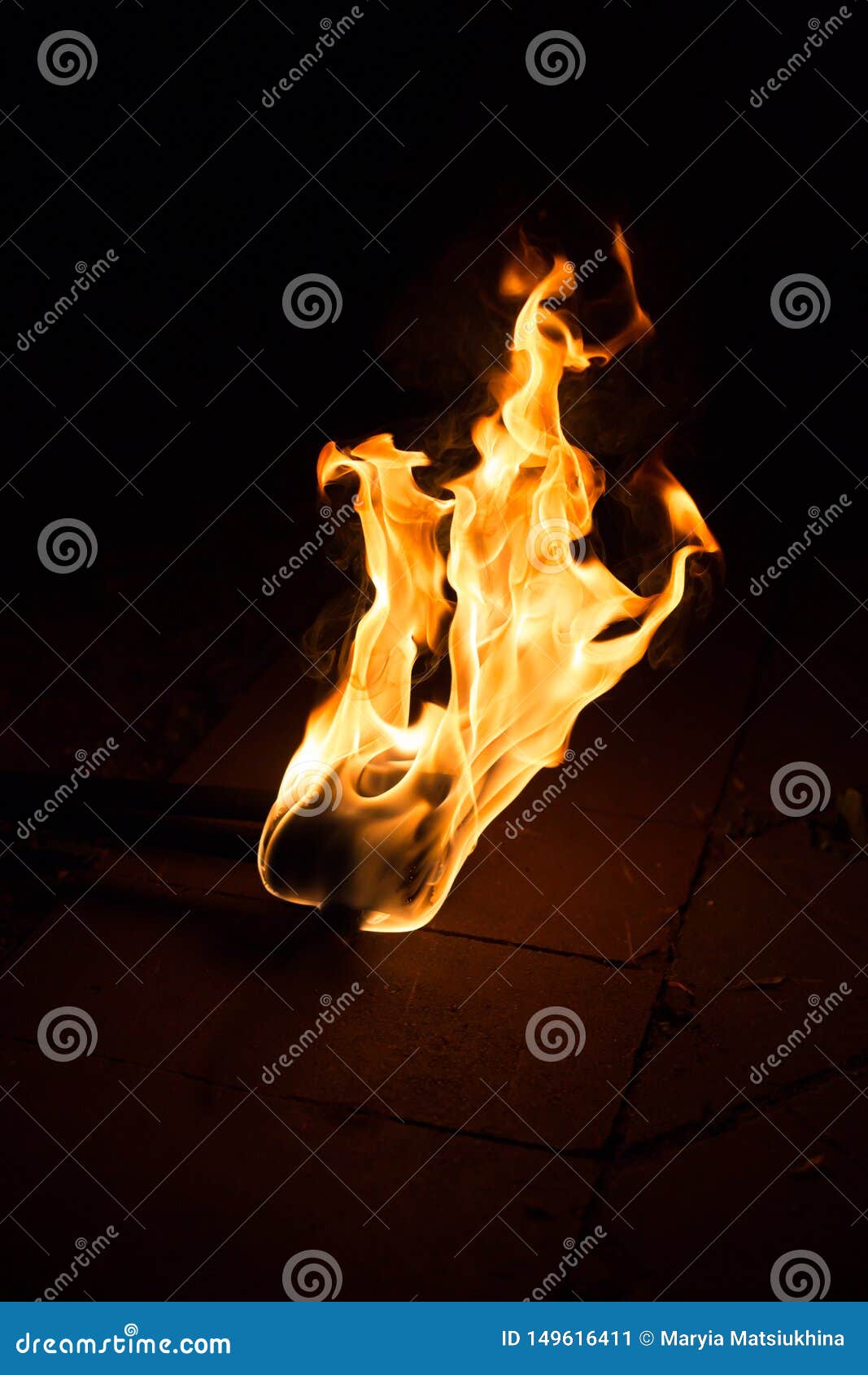Fire Flame Background. Flaming Torch On Dark Background Royalty-Free ...