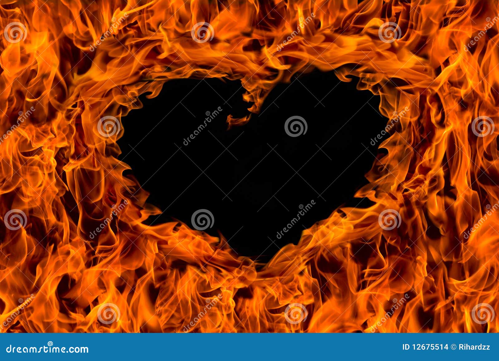 Fire Flame Background Heart Shape Stock Photo - Image of glowing ...