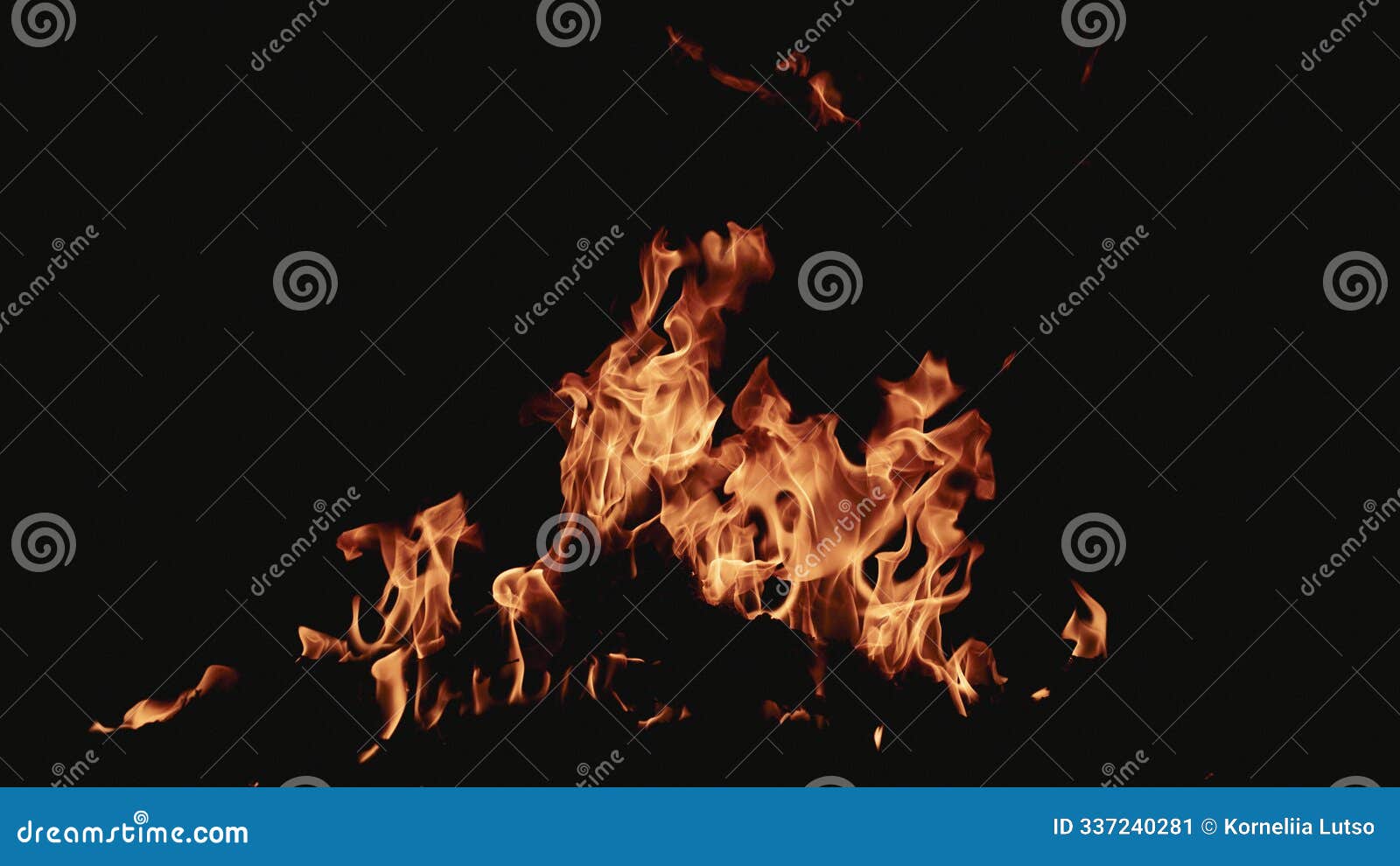 Fire Flame Background. Hell Bonfire. Texture of Fire on a Black ...