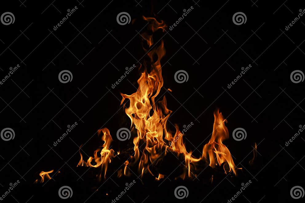 Fire Flame Background. Hell Bonfire. Texture of Fire on a Black ...