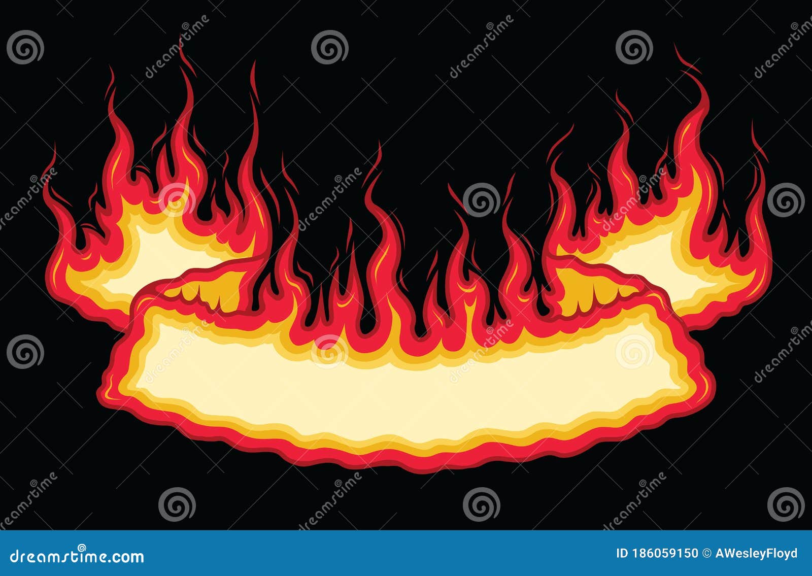 Fire Flame Banner Bottom Arch Scroll Stock Vector - Illustration of ...