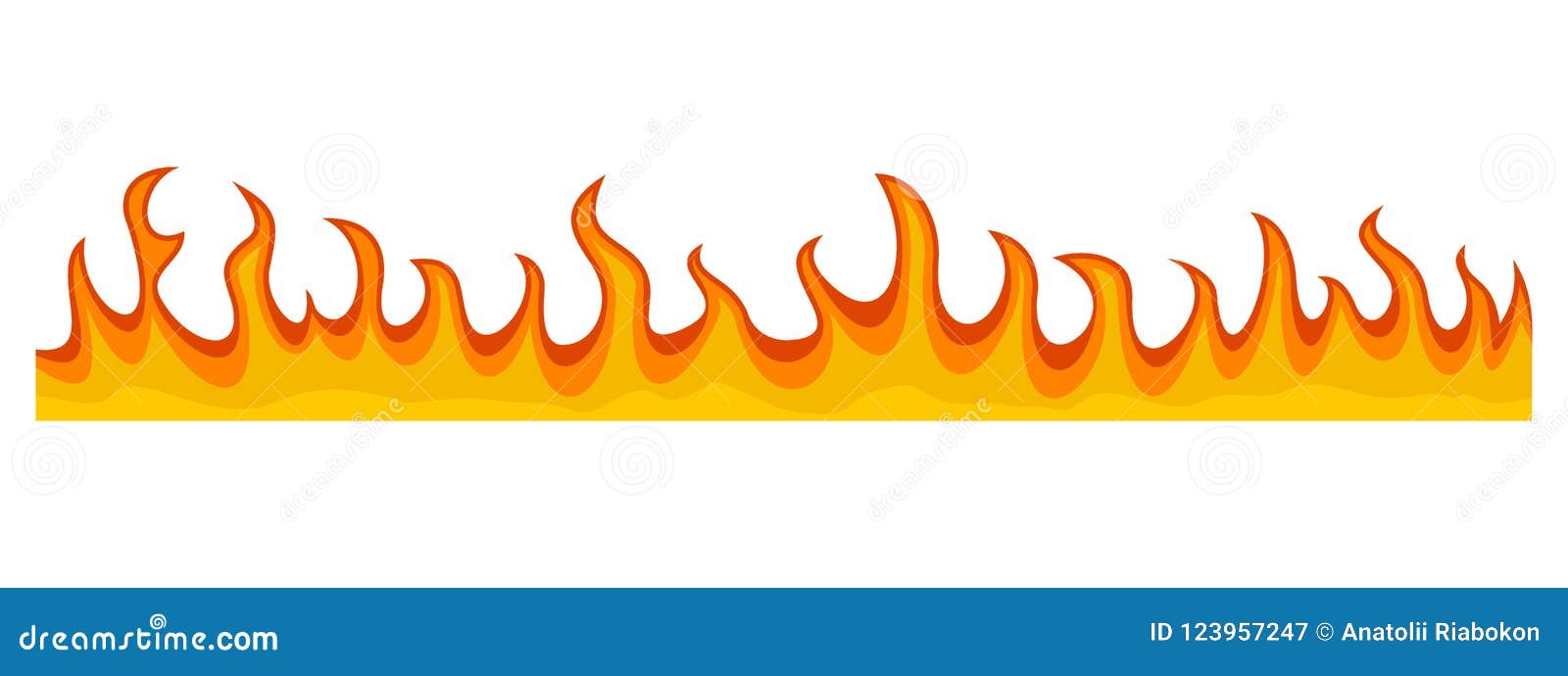 Fire Flame Banner Horizontal, Flat Style Stock Illustration ...