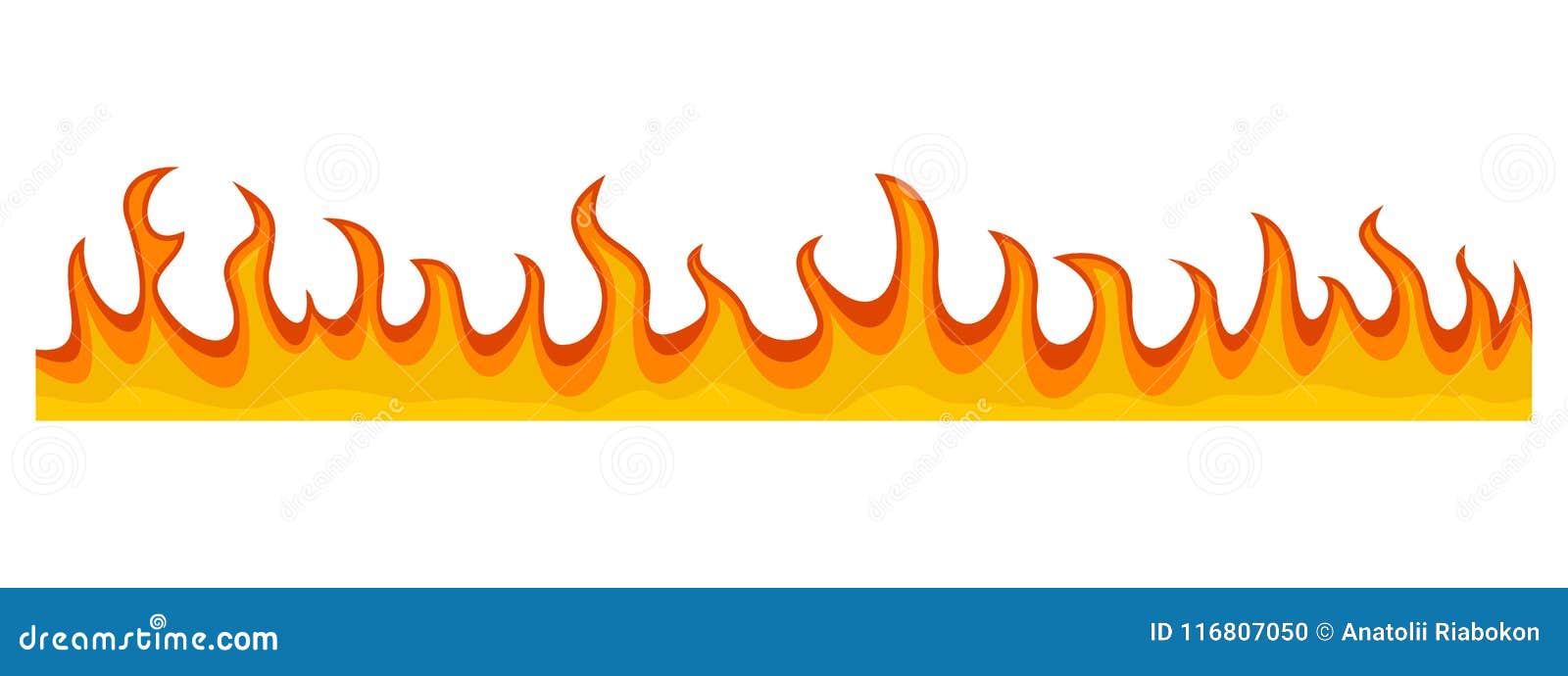 Fire Flame Banner Horizontal, Flat Style Stock Vector - Illustration of ...