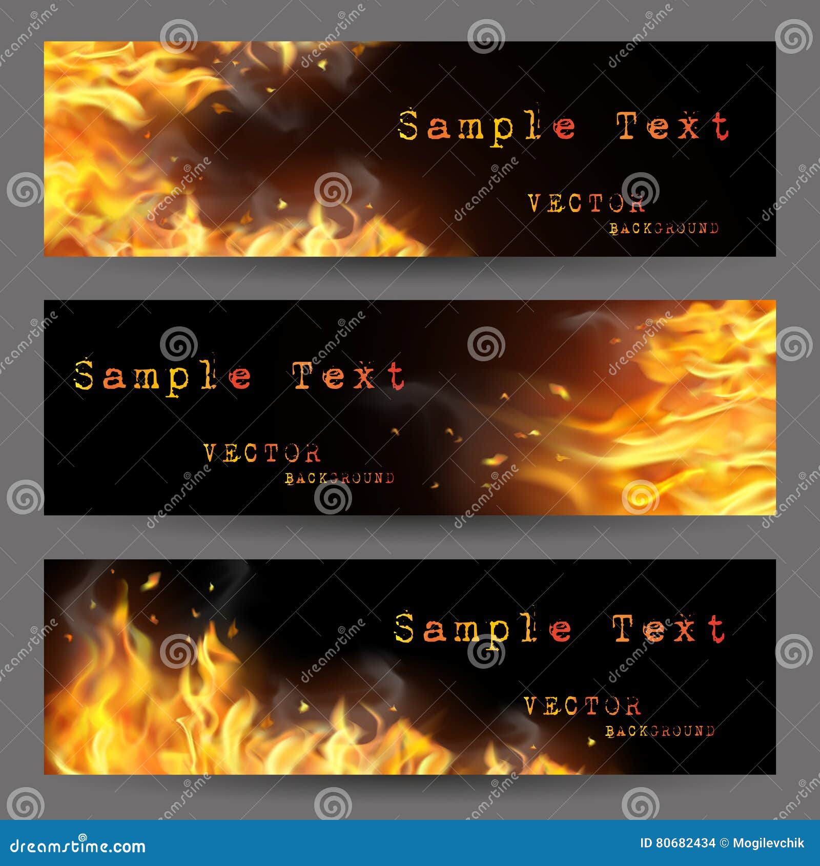 Fire Flame Banners Set stock vector. Illustration of layout - 80682434