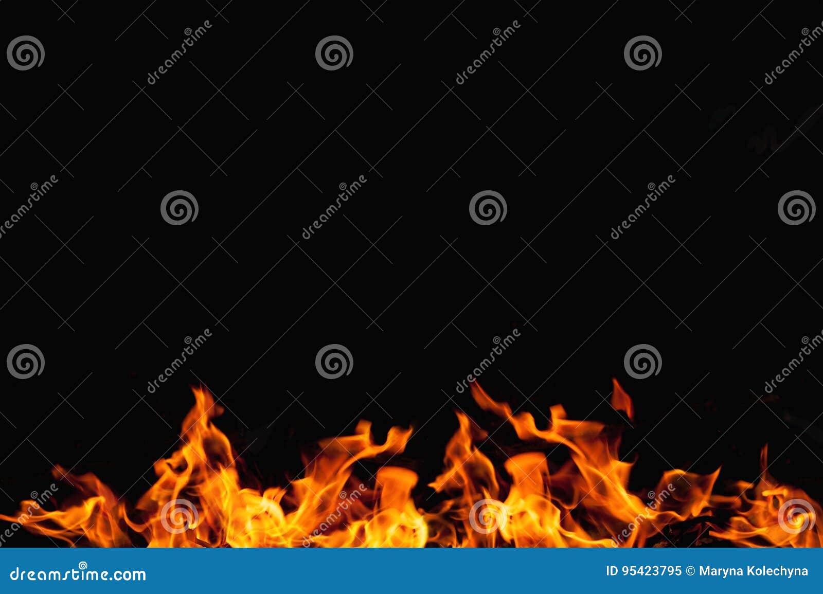 Fire Flame on Black Background Stock Image - Image of burn, frame: 95423795