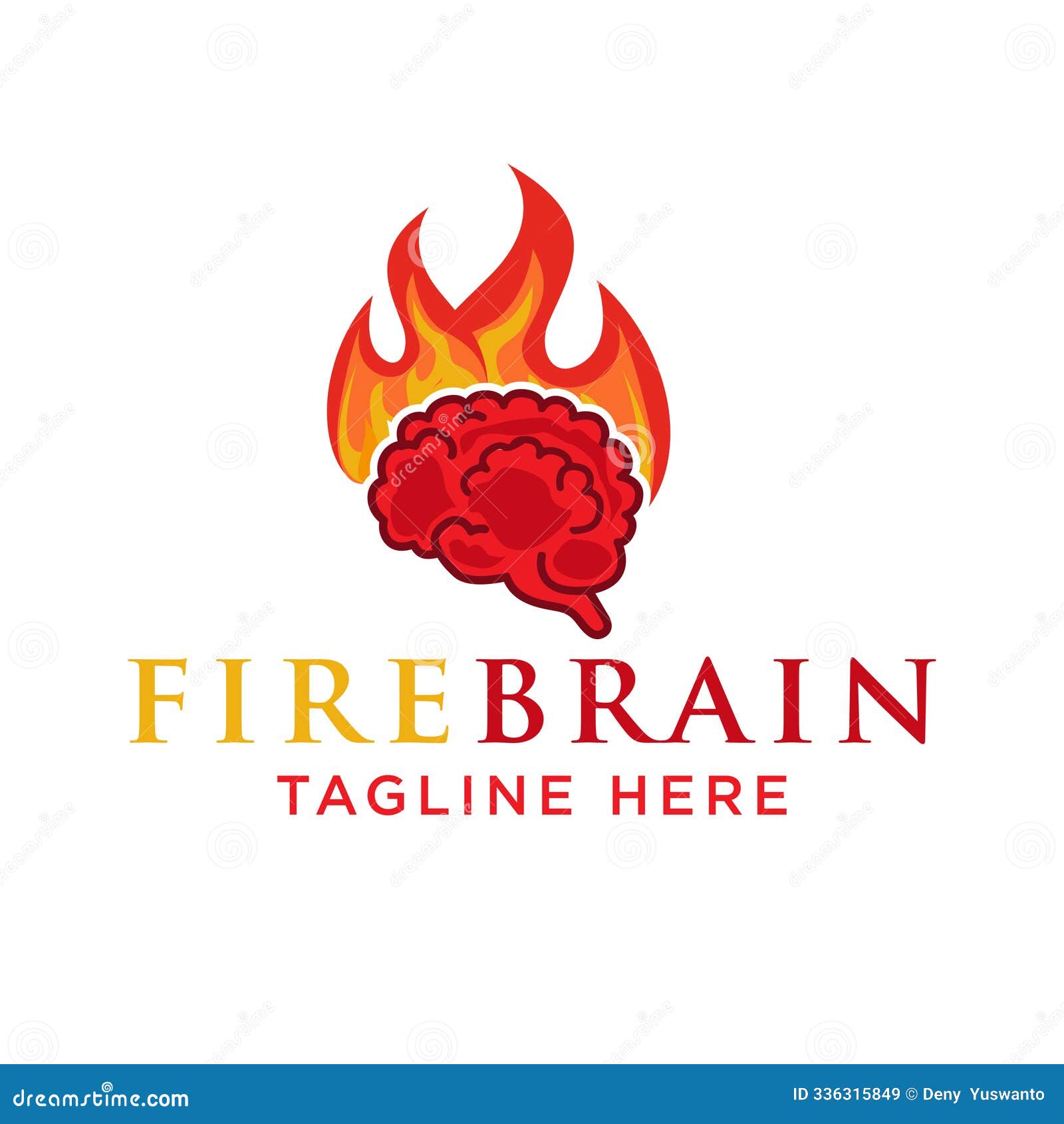 Fire Flame with Brain Logo Illustration Design Template Stock ...