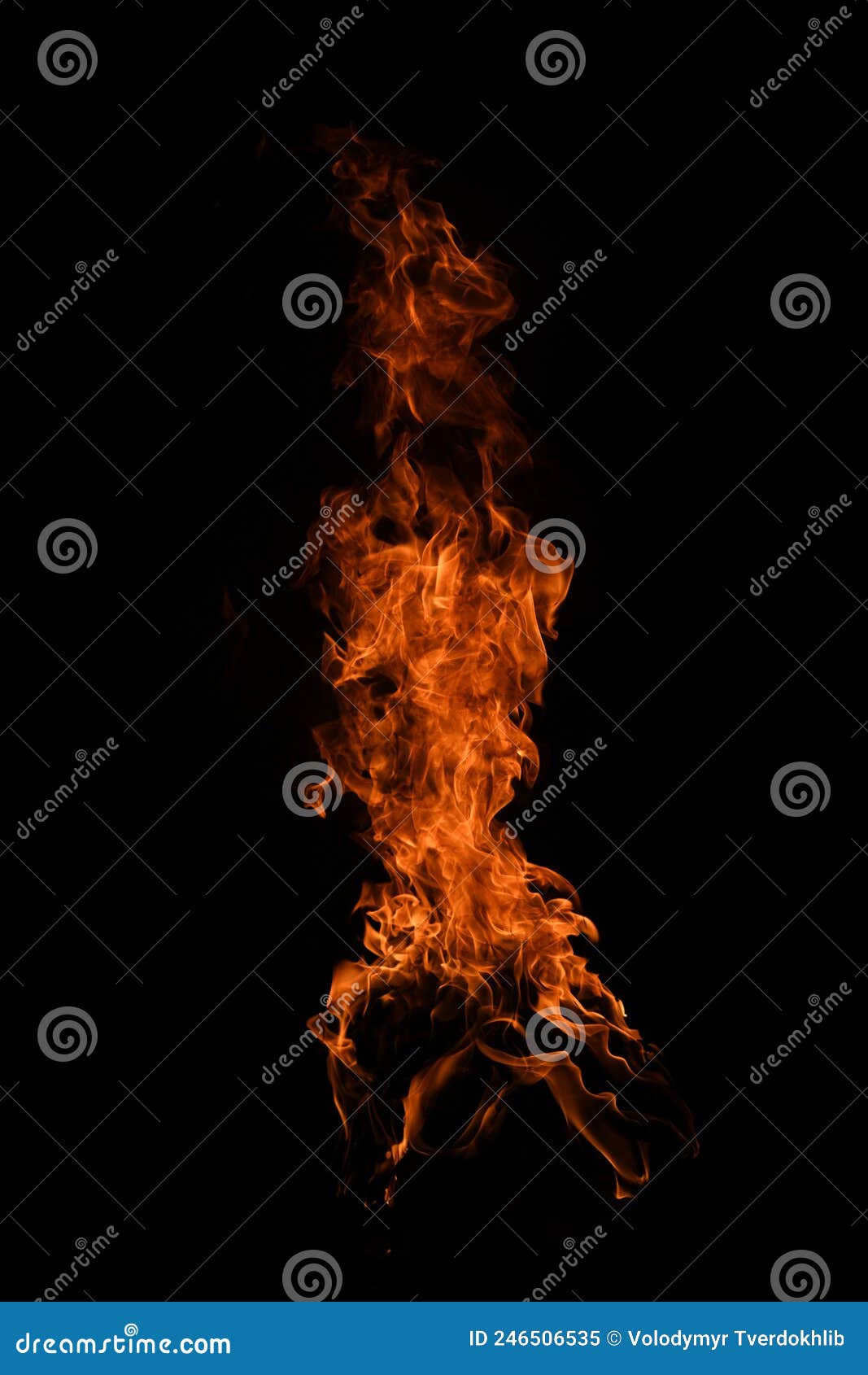 Fire Flame Burning and Fire Glowing on Black Background. Stock Image ...