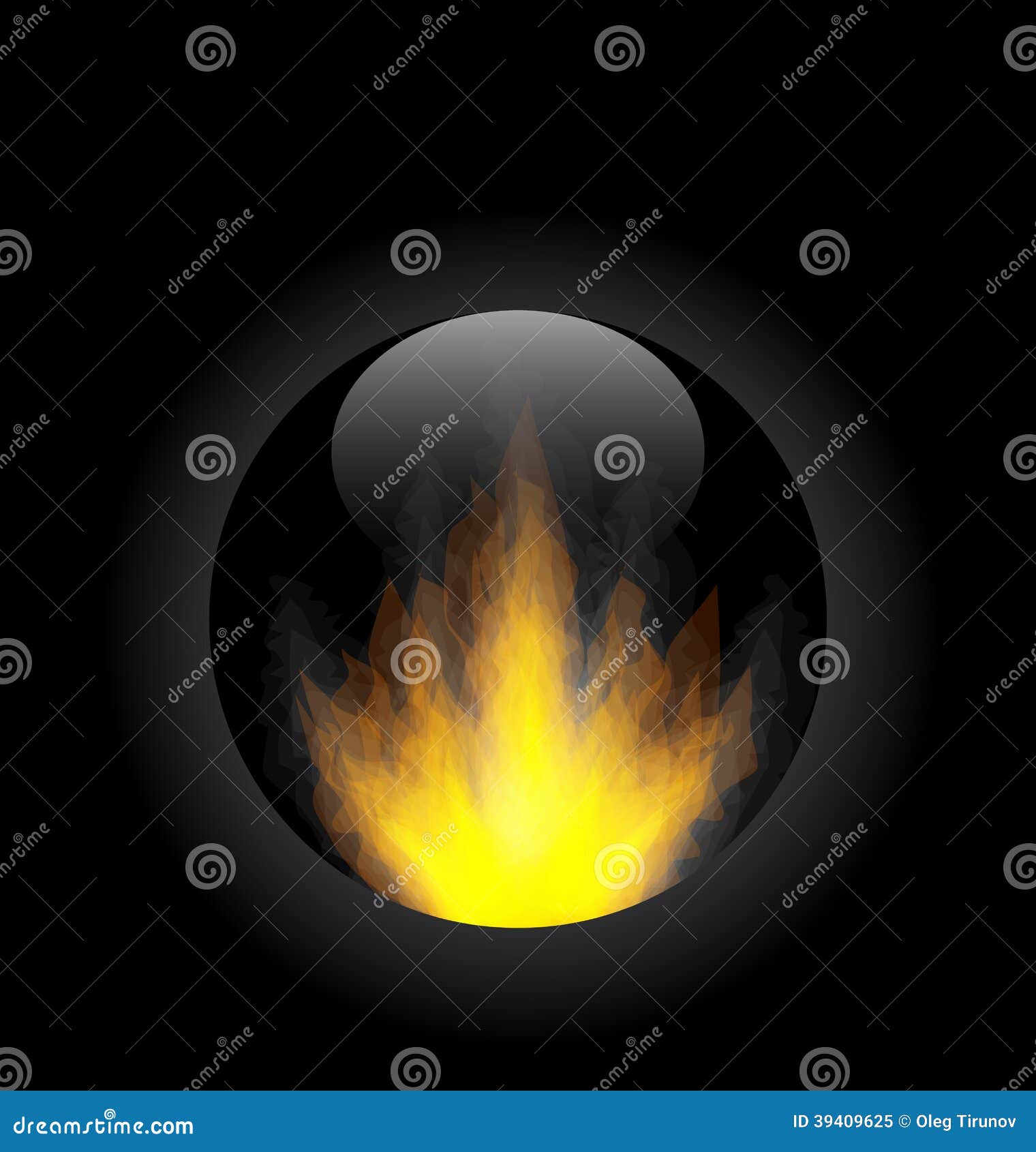 Fire flame in circle frame stock vector. Illustration of fireball ...