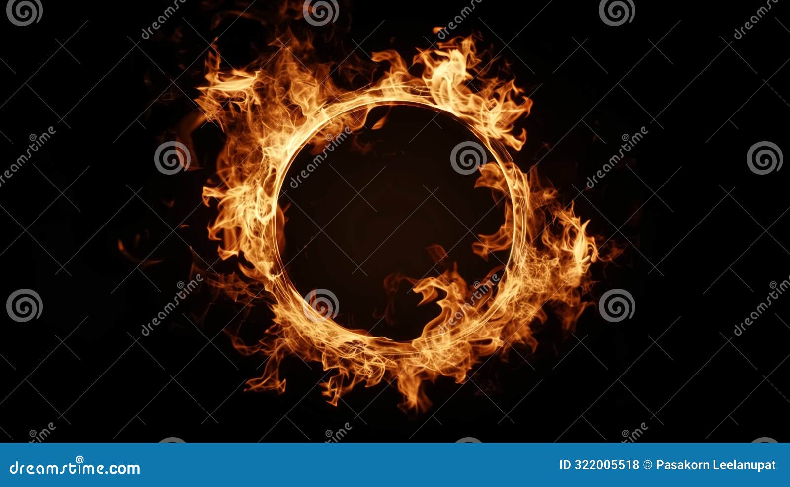 Fire Flame Circle Round Shape on Dark Background an Image of a C Stock ...