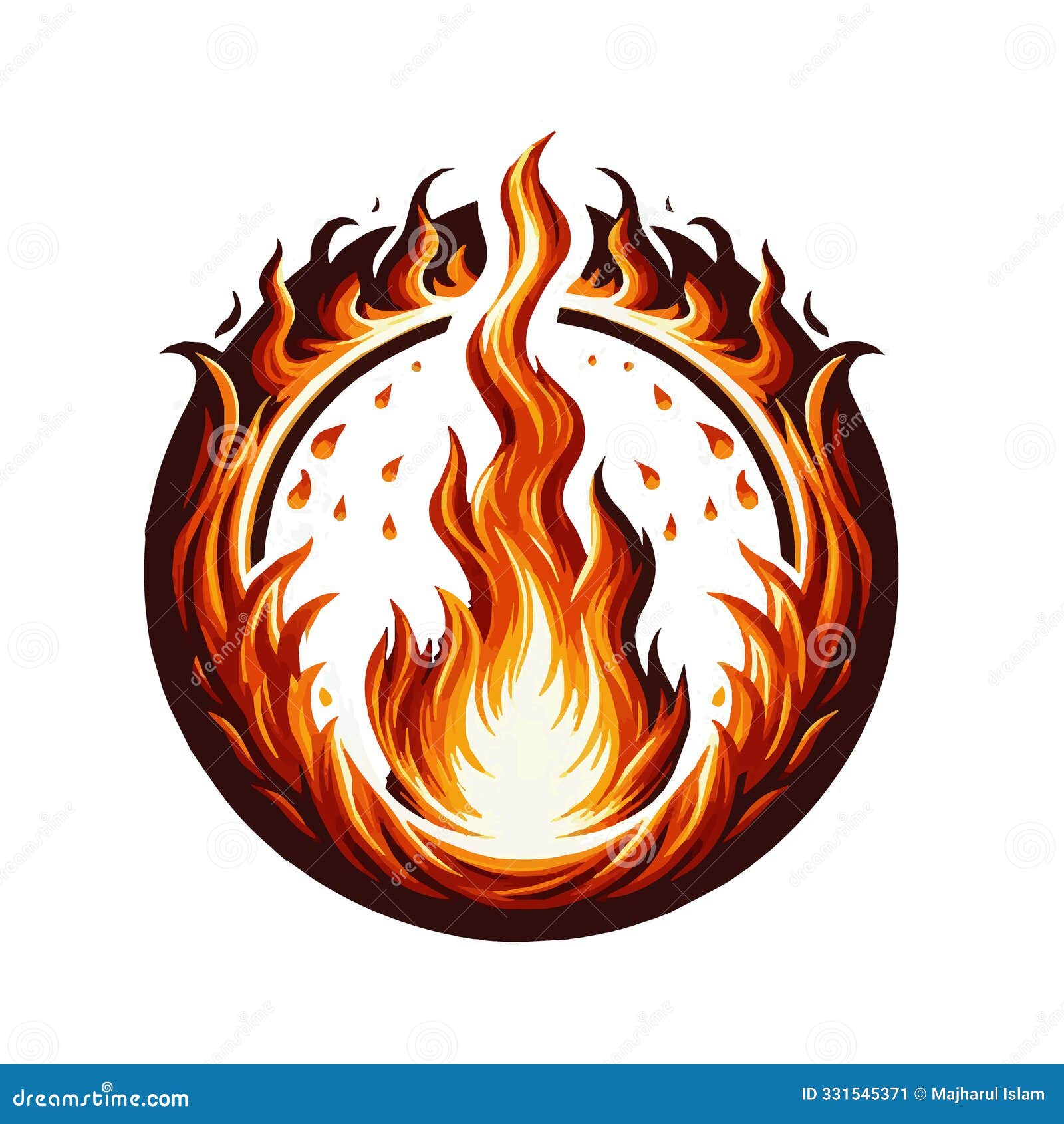 Fire Flame Circle Vector Isolated on White Background Stock Vector ...