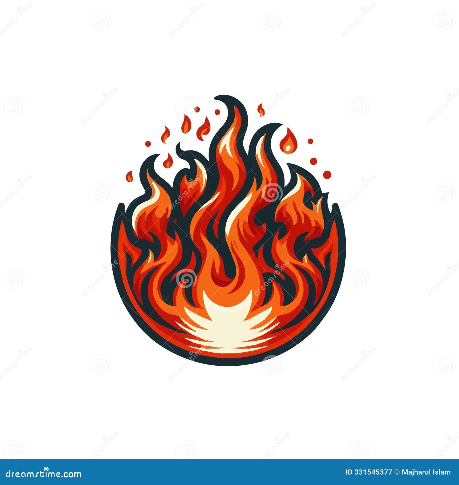 Fire Flame Circle Vector Isolated on White Background Stock Vector ...