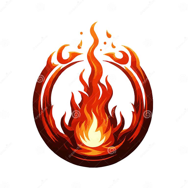 Fire Flame Circle Vector Isolated on White Background Stock Vector ...