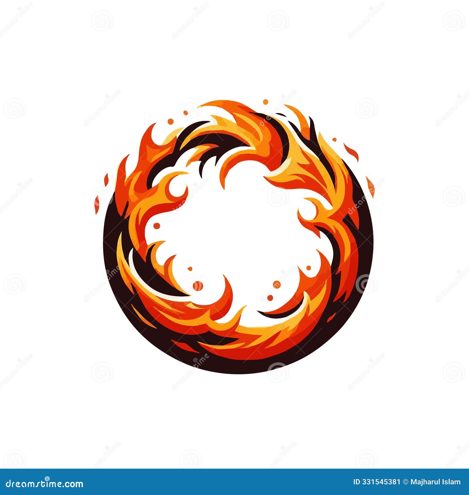 Fire Flame Circle Vector Isolated on White Background Stock Vector ...