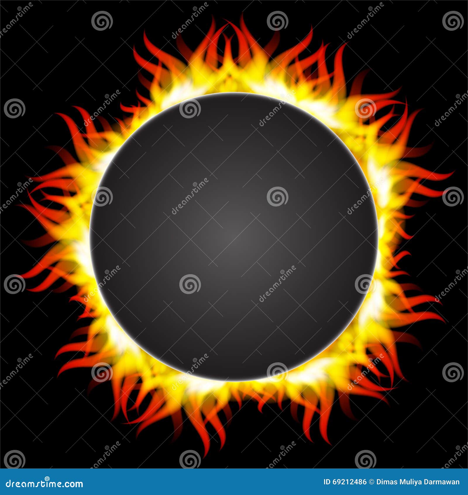 Fire Flame in Circular Frame Stock Illustration - Illustration of heat ...