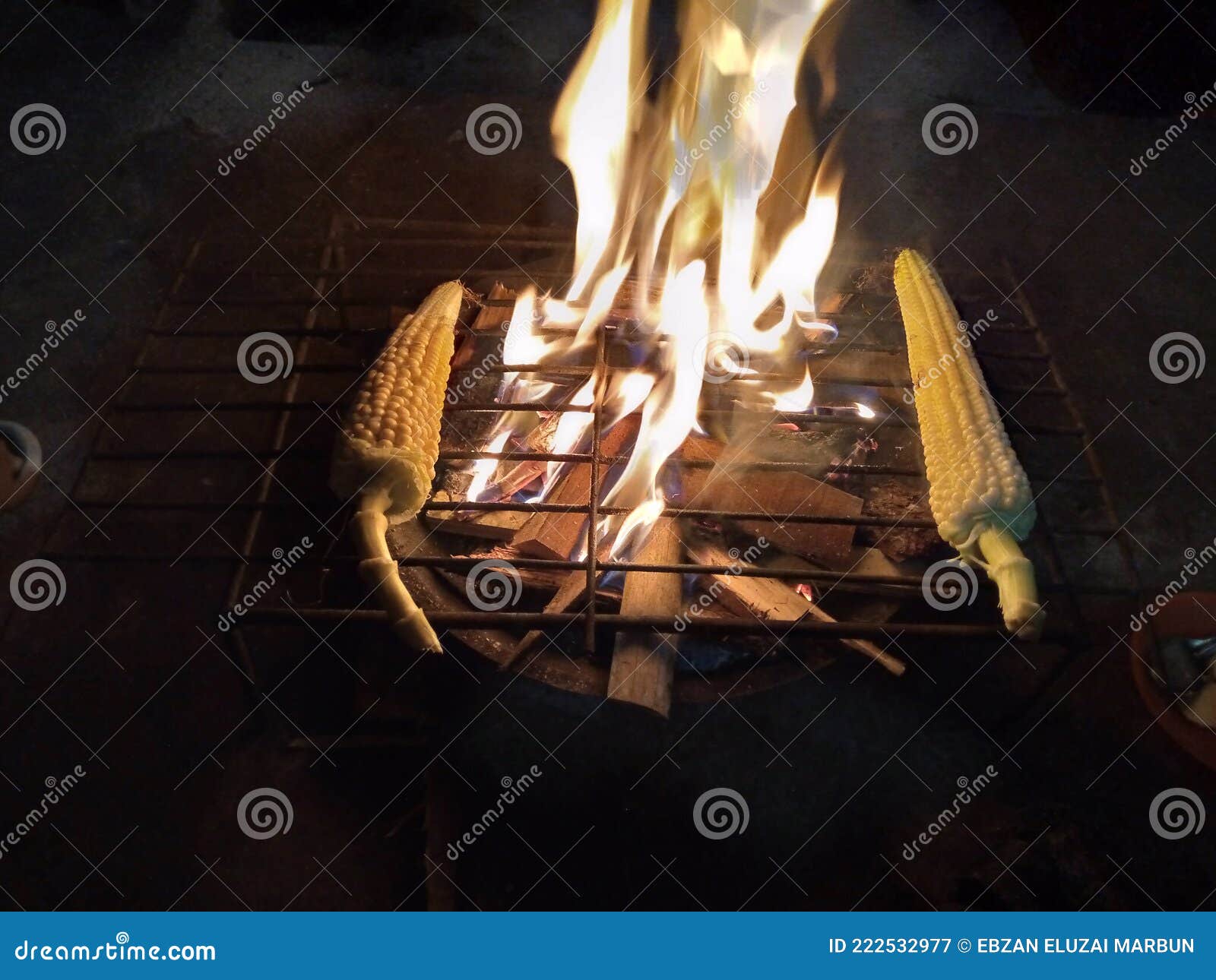 Fire flame between corn stock image. Image of iron, quail - 222532977