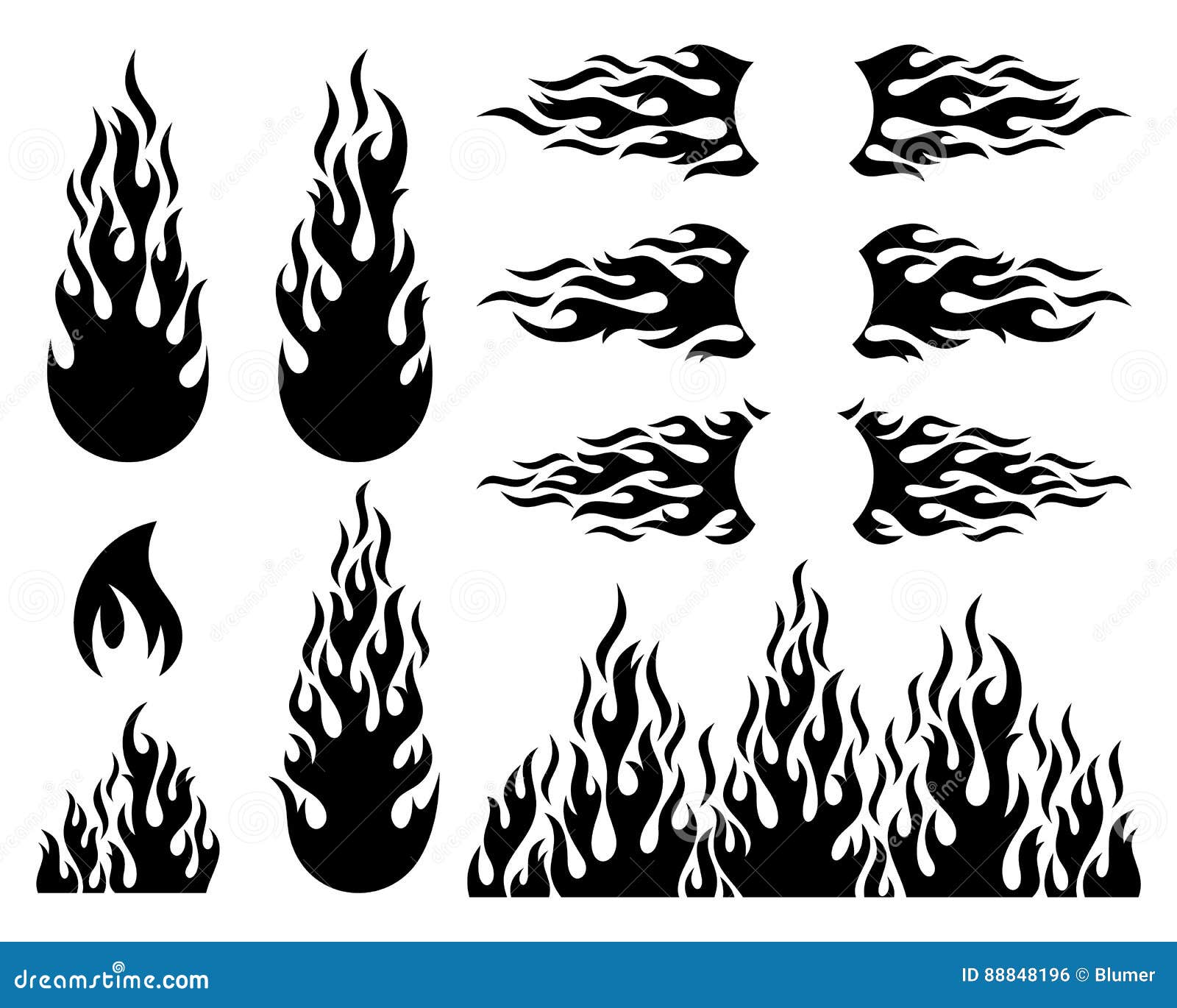 Fire Flame Design Elements Collection Stock Vector - Illustration of ...