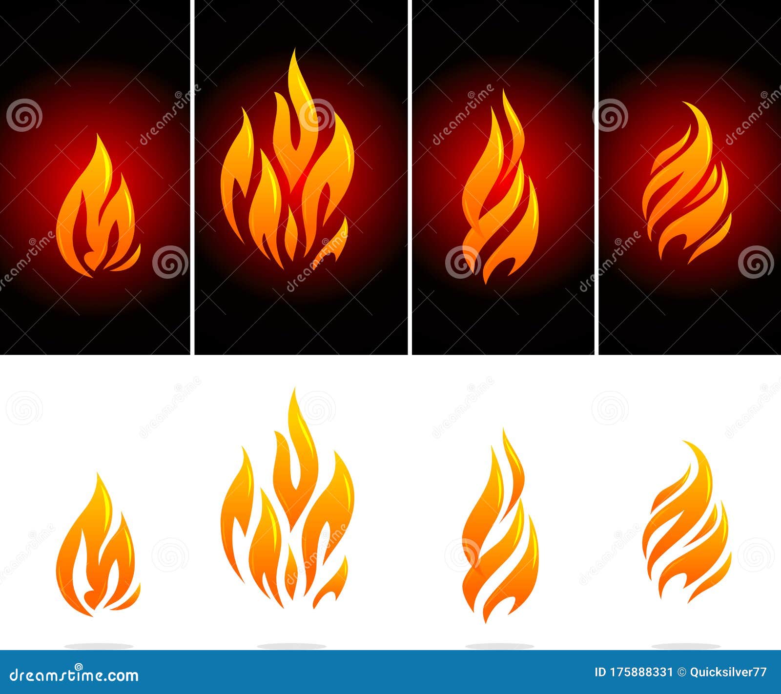 Fire or Flame Element Set, Isolated Vector Stock Vector - Illustration ...