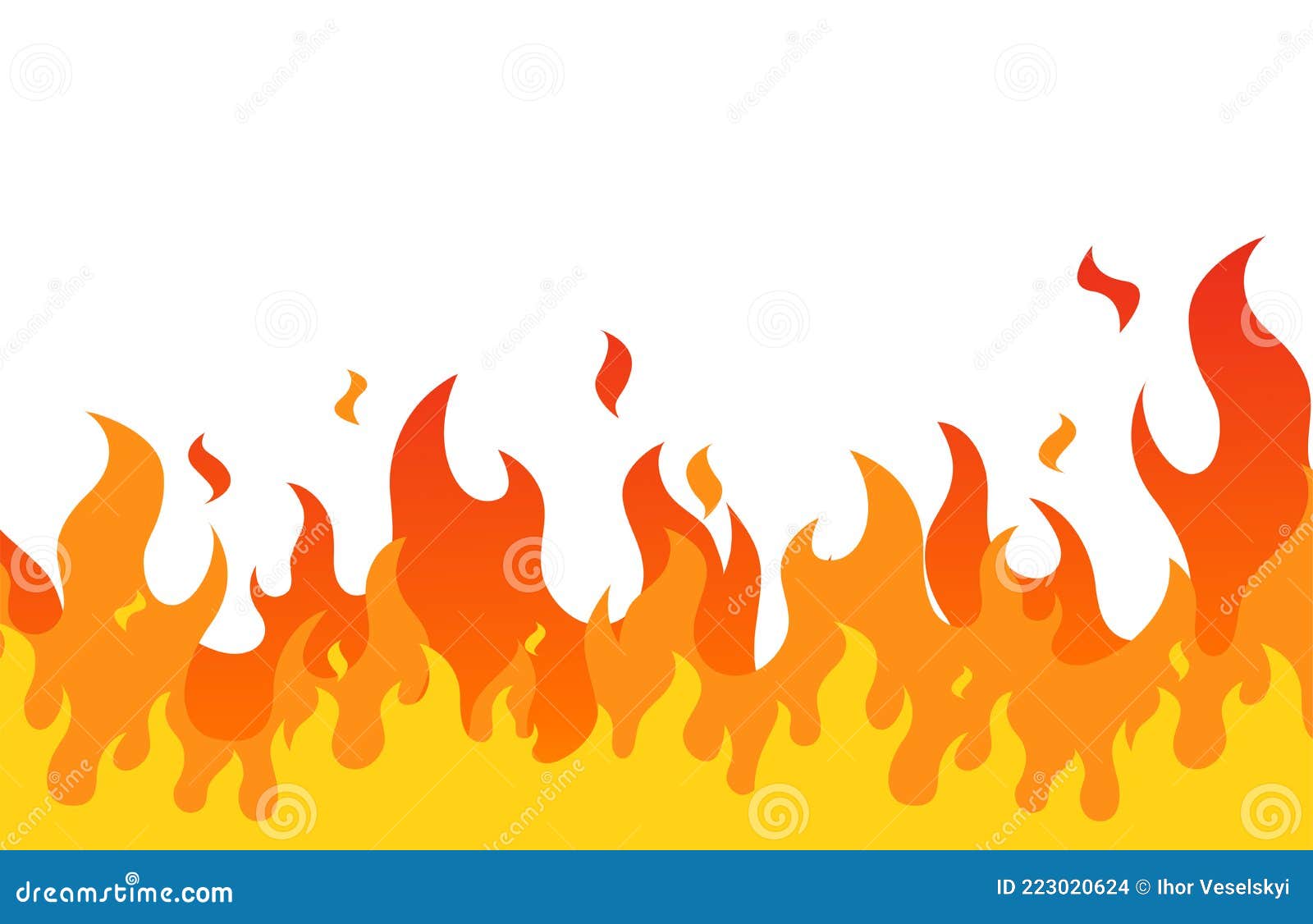 Fire Flame Flat Cartoon Style. Vector Illustration.Print Stock Vector ...
