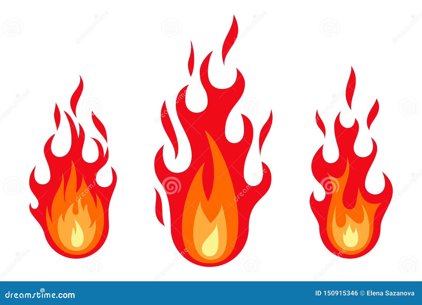 Fire flame flat style set stock vector. Illustration of bright - 150915346
