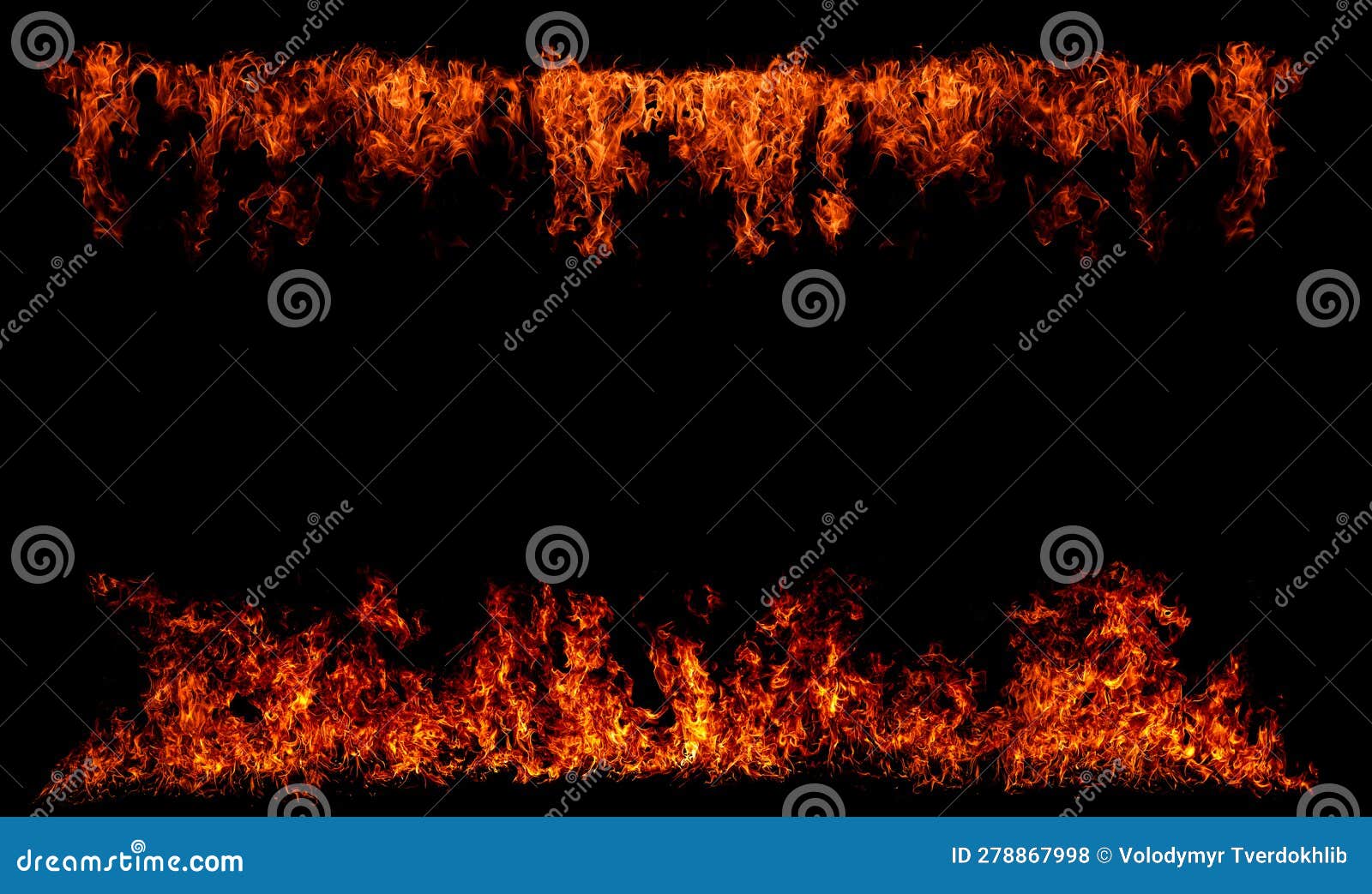 Fire Borders On White. Cartoon Flame Banner Border Elements, Orange ...