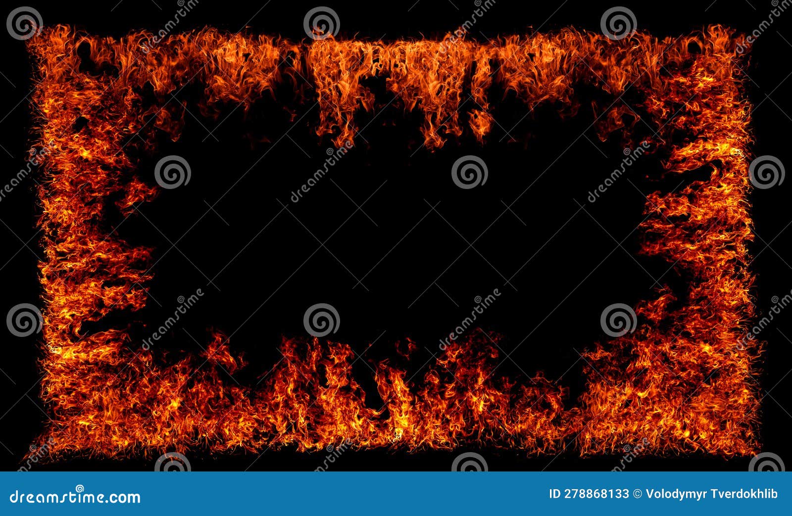 Fire Flame Frame. Burn Lights on a Black Background. Borders and Frames ...