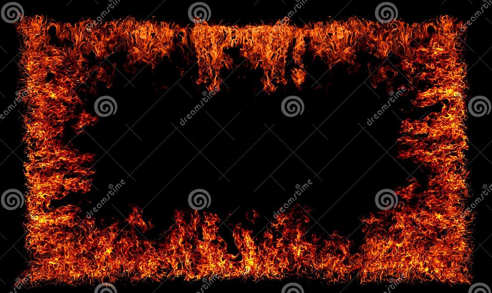 Fire Flame Frame. Burn Lights on a Black Background. Borders and Frames ...
