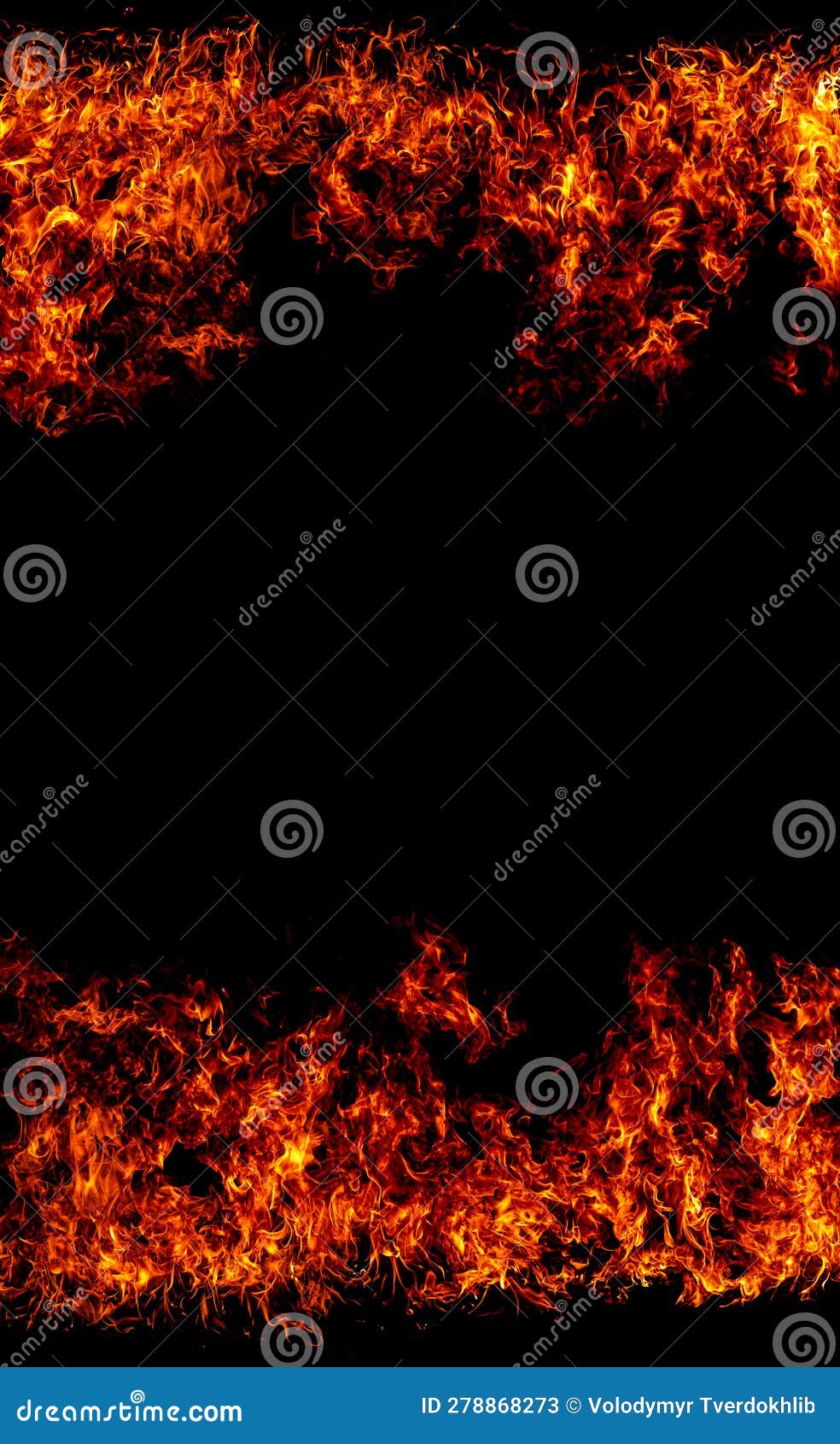 Fire Flame Frame. Burn Lights on a Black Background. Borders and Frames ...