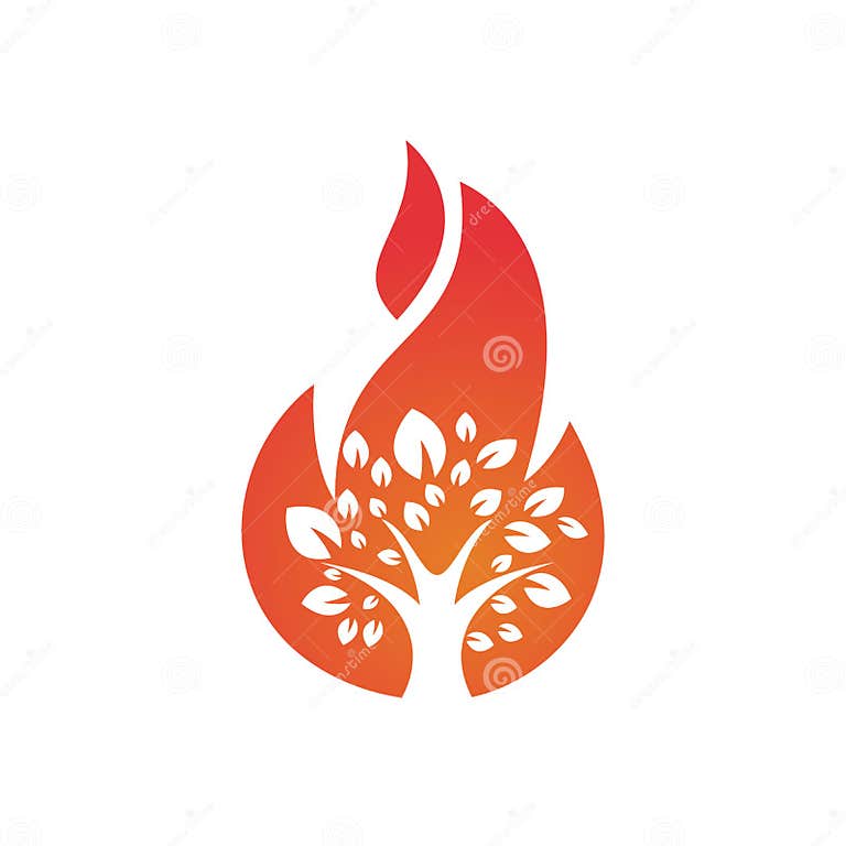 Fire Tree Vector Logo Design Template. Stock Vector - Illustration of ...