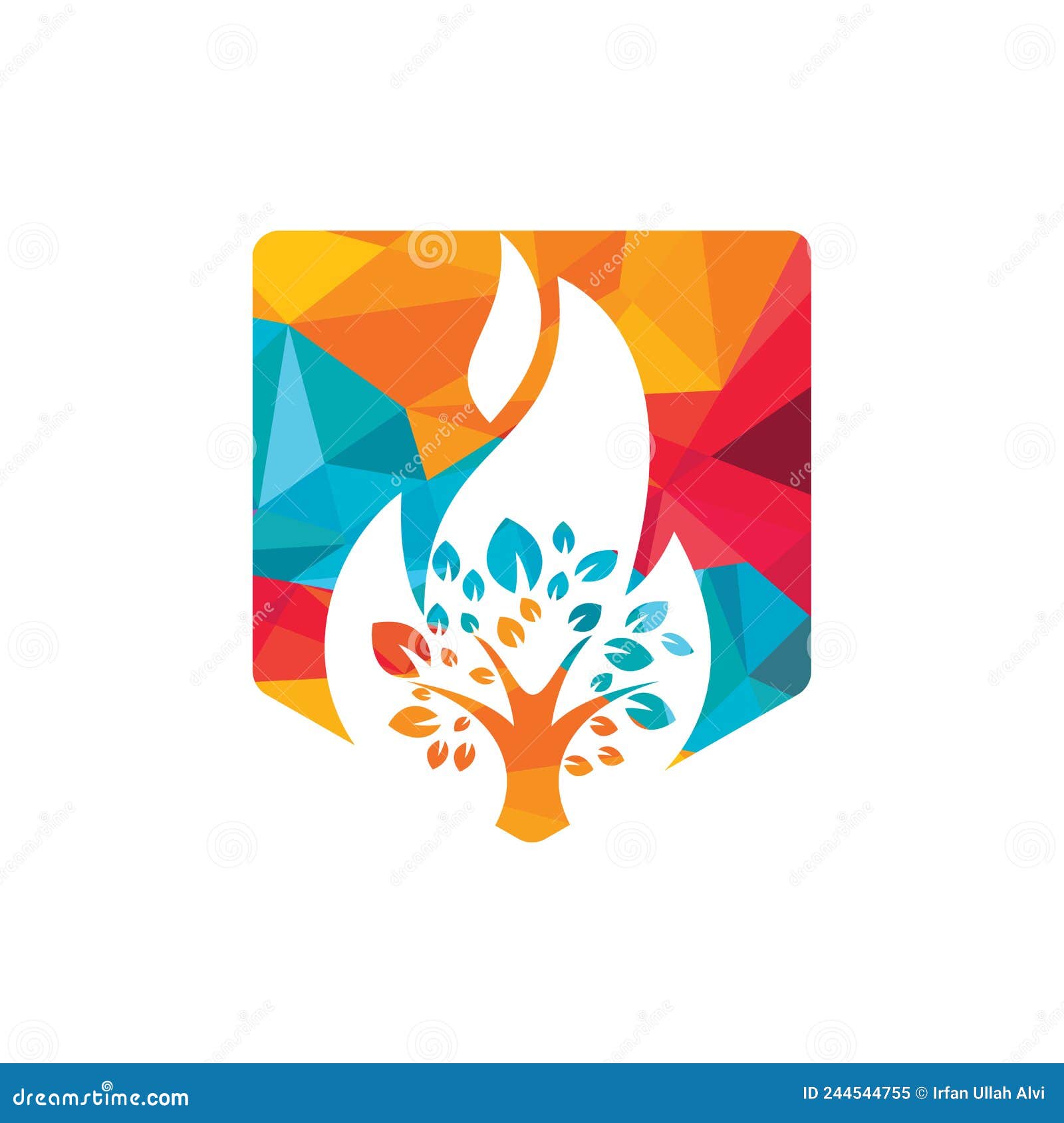 Fire Tree Vector Logo Design Template. Stock Vector - Illustration of ...