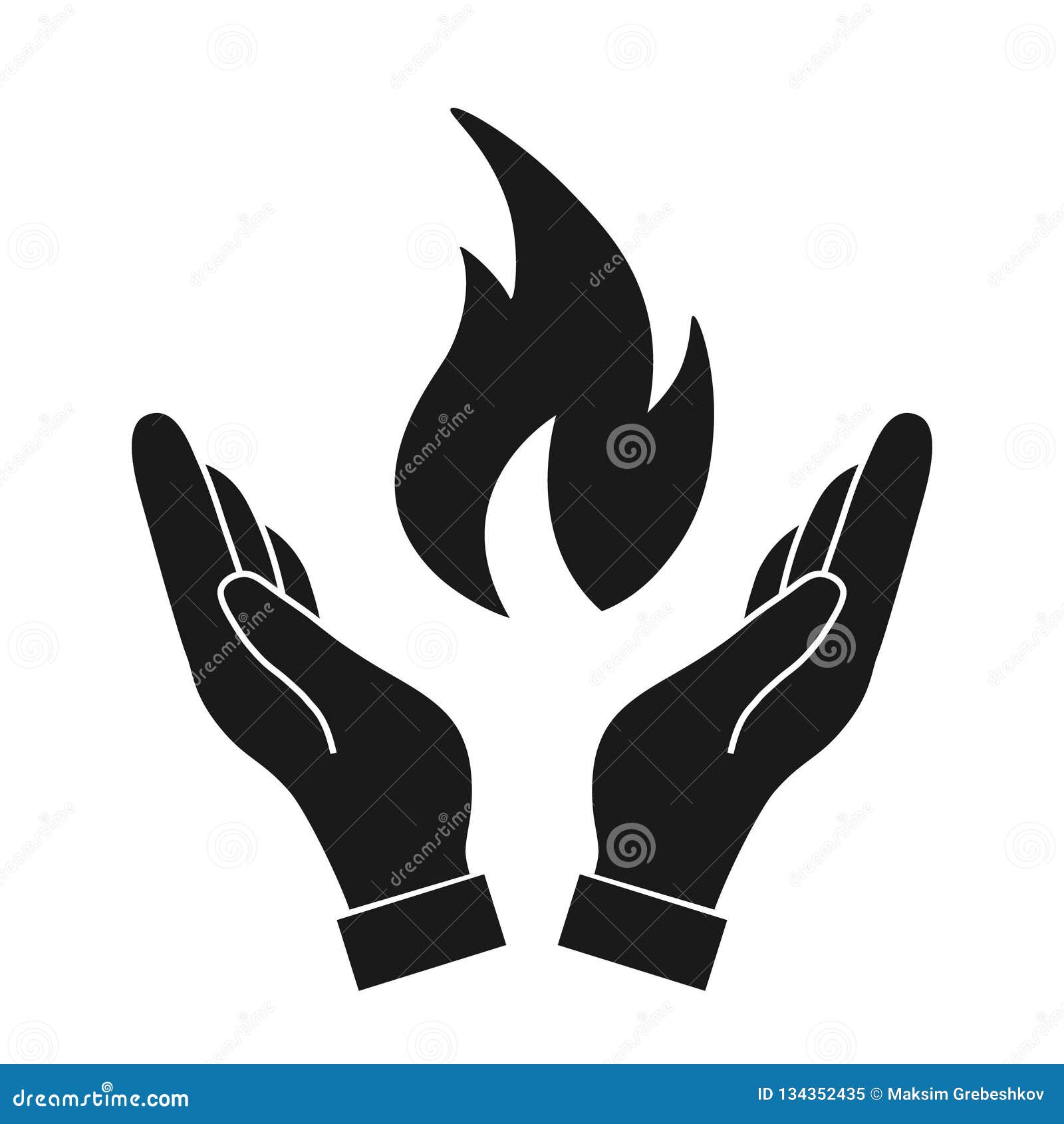 Fire flame in hand stock illustration. Illustration of ignite - 134352435