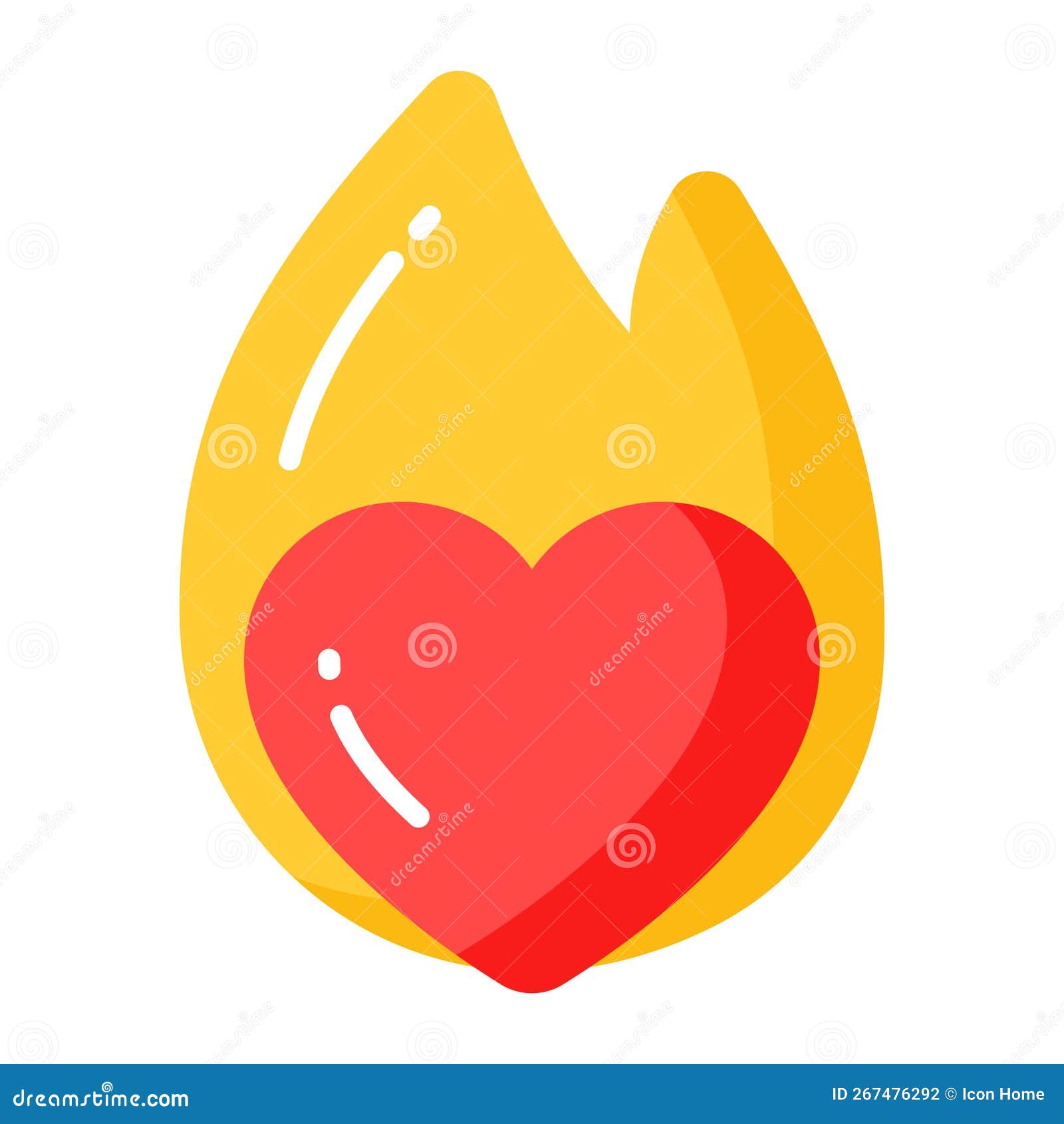 Fire Flame with Heart Denoting Love Passion Vector Icon Stock Vector - Illustration of vector ...