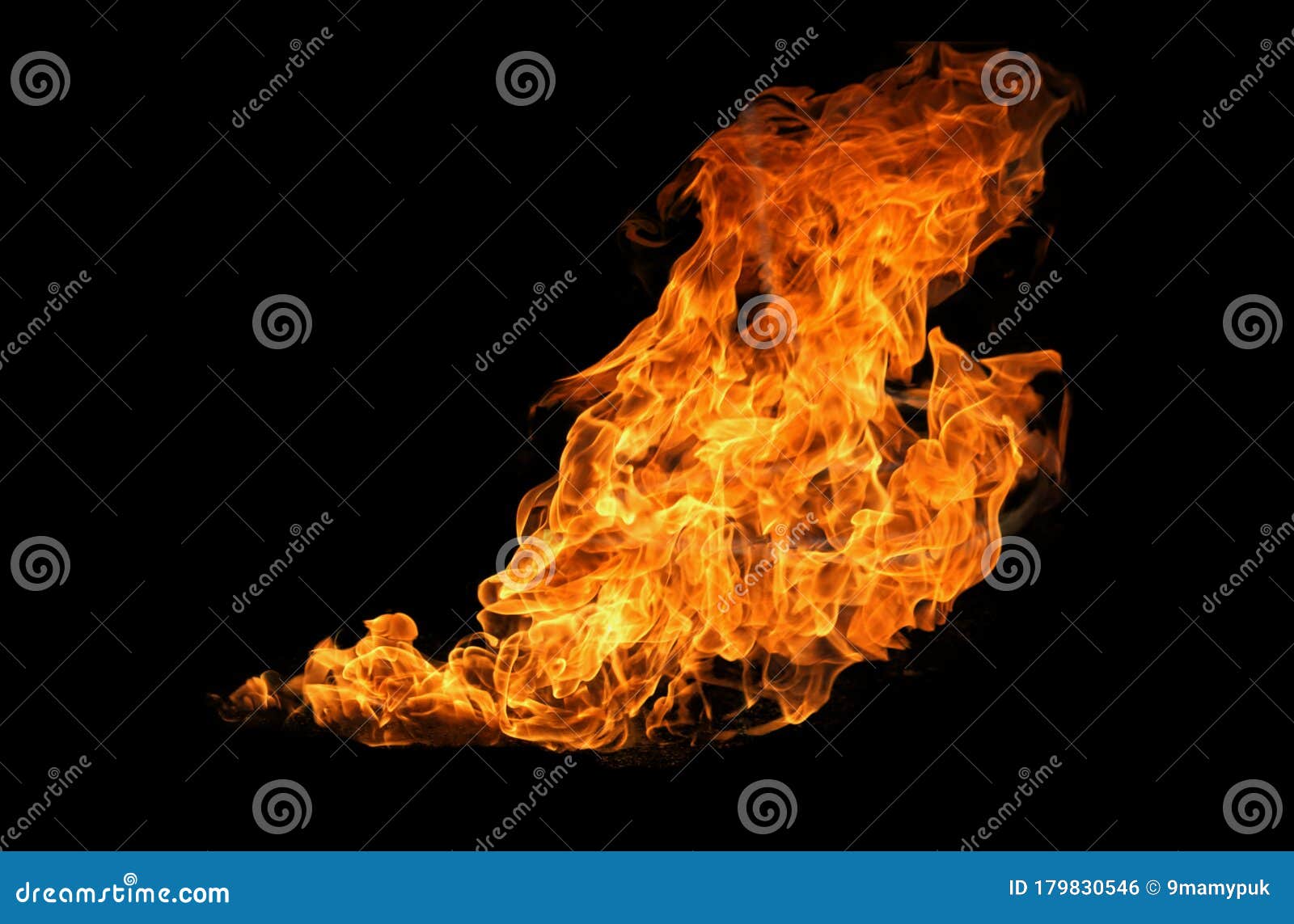 Fire Flame Heat Surface on Black Isolated Background. Stock Photo ...