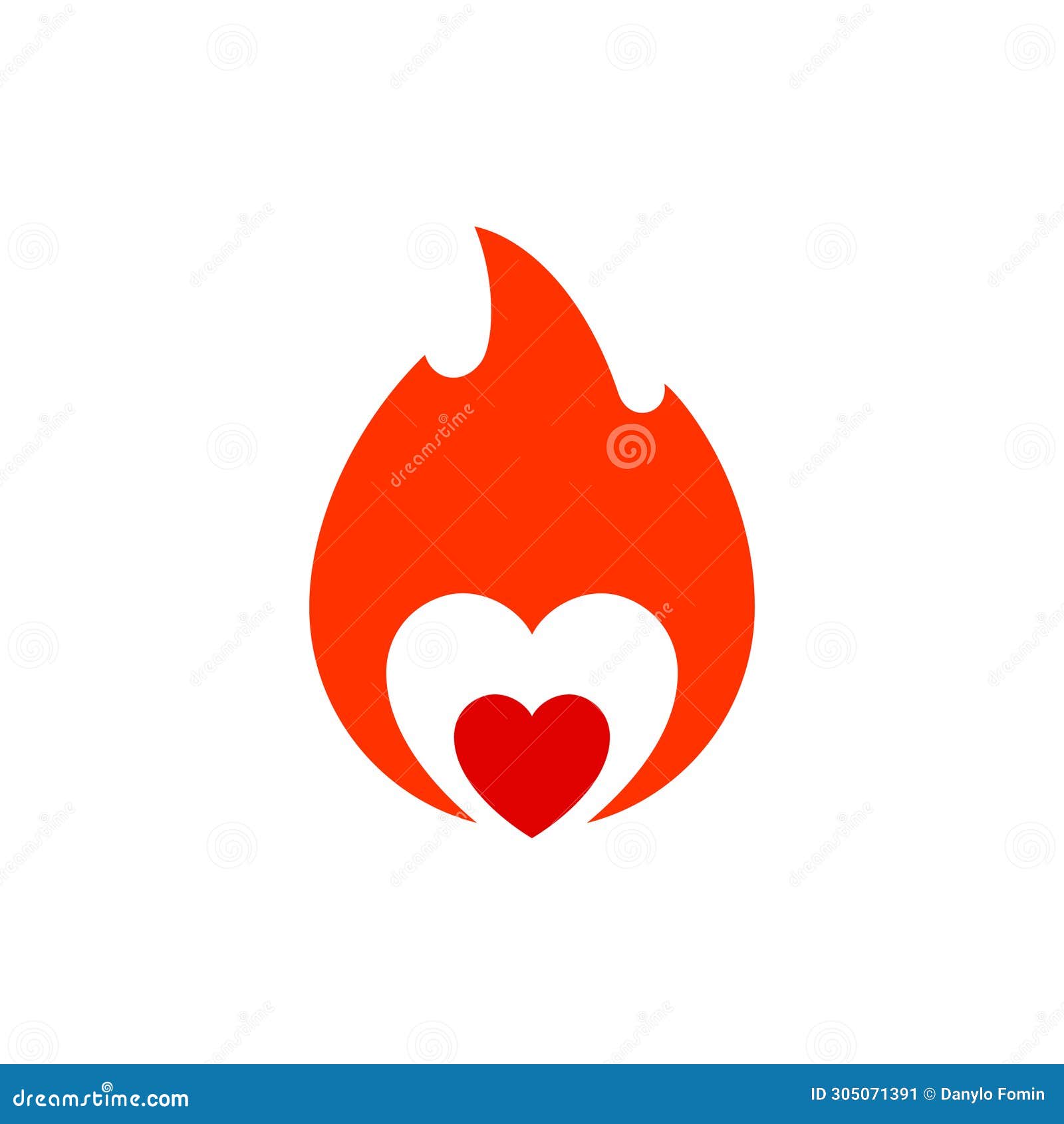 Fire Flame, Hot Heart Symbol, Vector Illustration Stock Vector ...