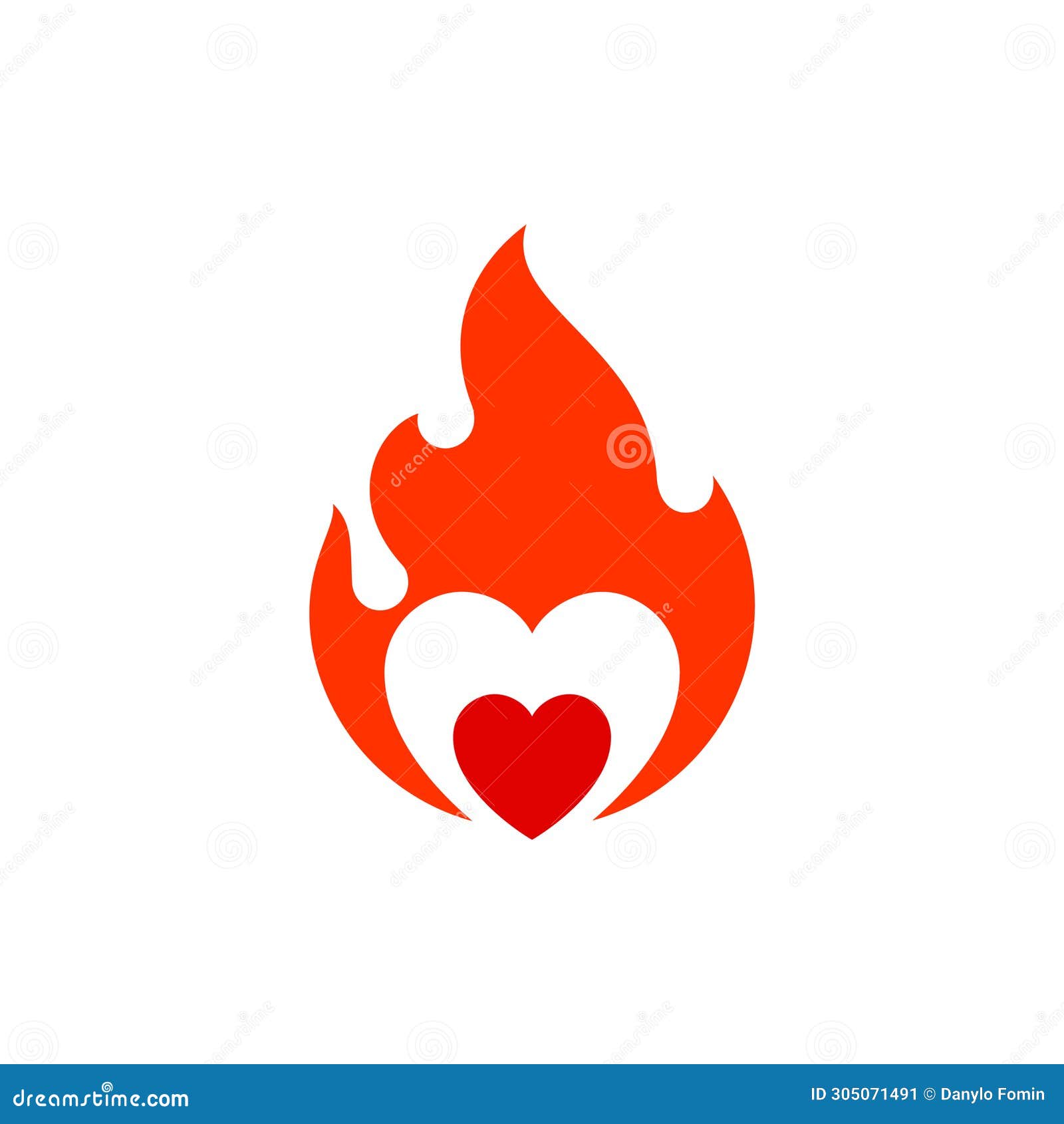 Fire Flame, Hot Heart Symbol, Vector Illustration Stock Illustration ...