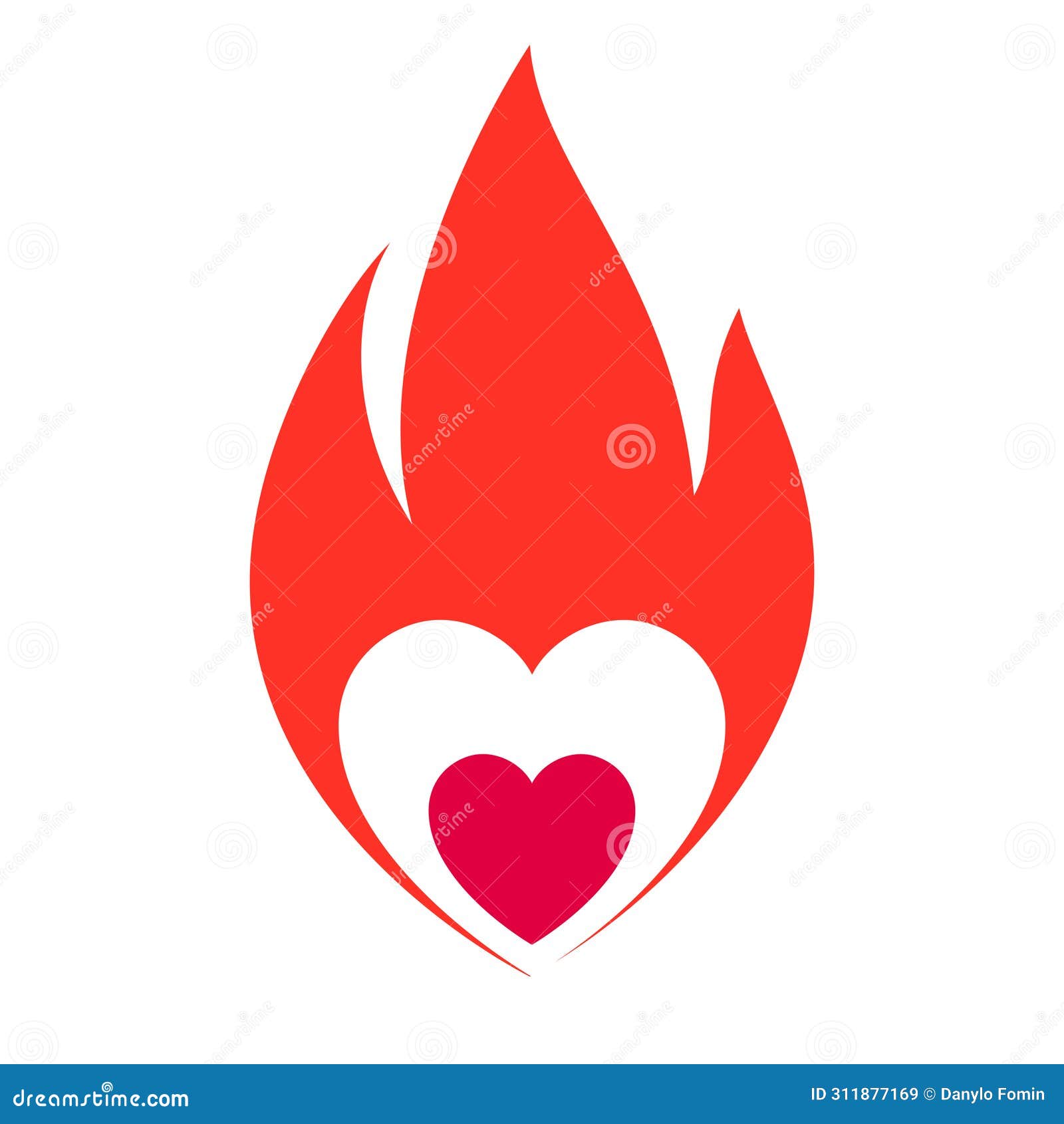 Fire Flame, Hot Heart Symbol Stock Vector - Illustration of logo ...