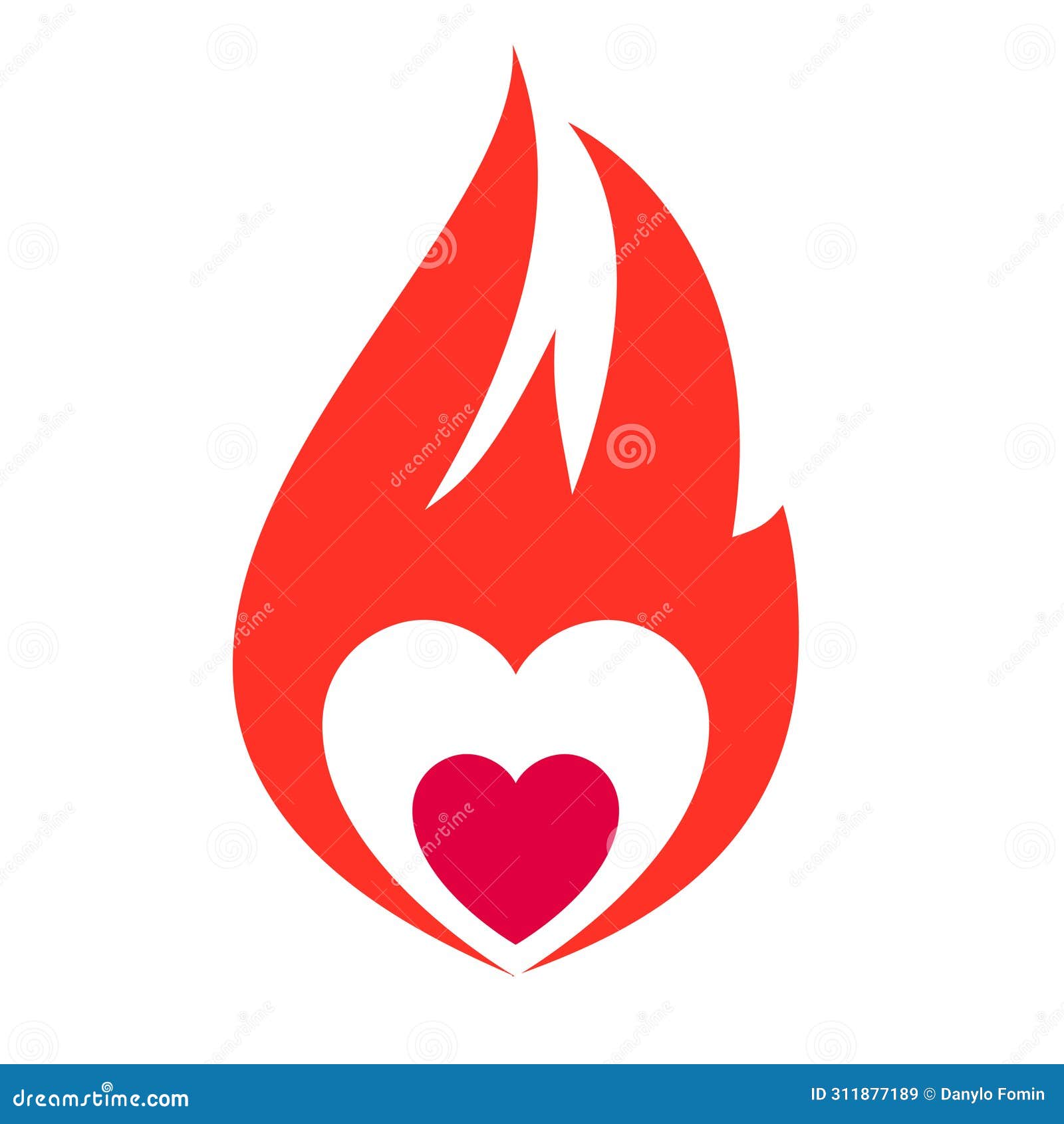 Fire Flame, Hot Heart Symbol Stock Vector - Illustration of love ...