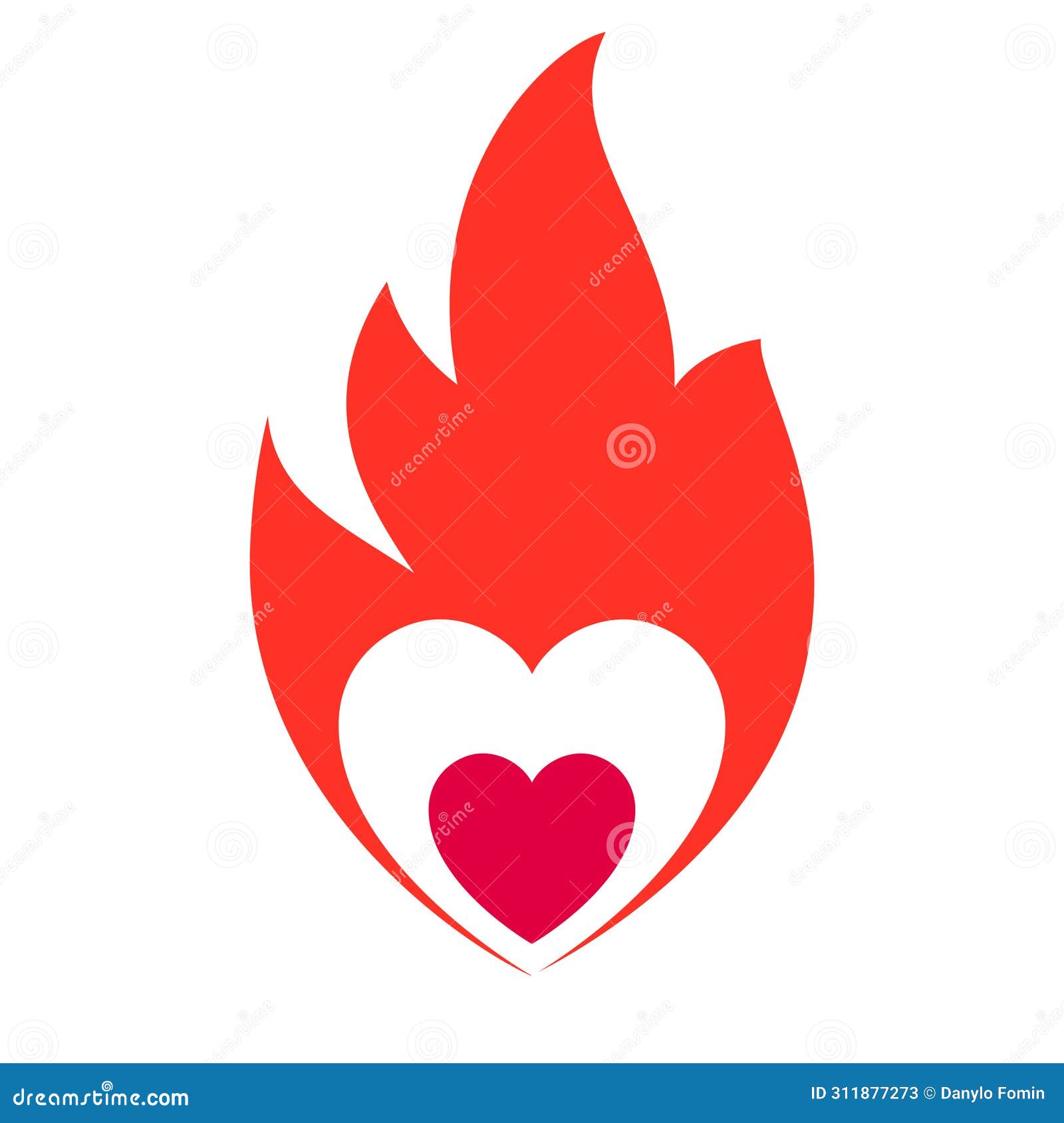 Fire Flame, Hot Heart Symbol Stock Vector - Illustration of passion ...