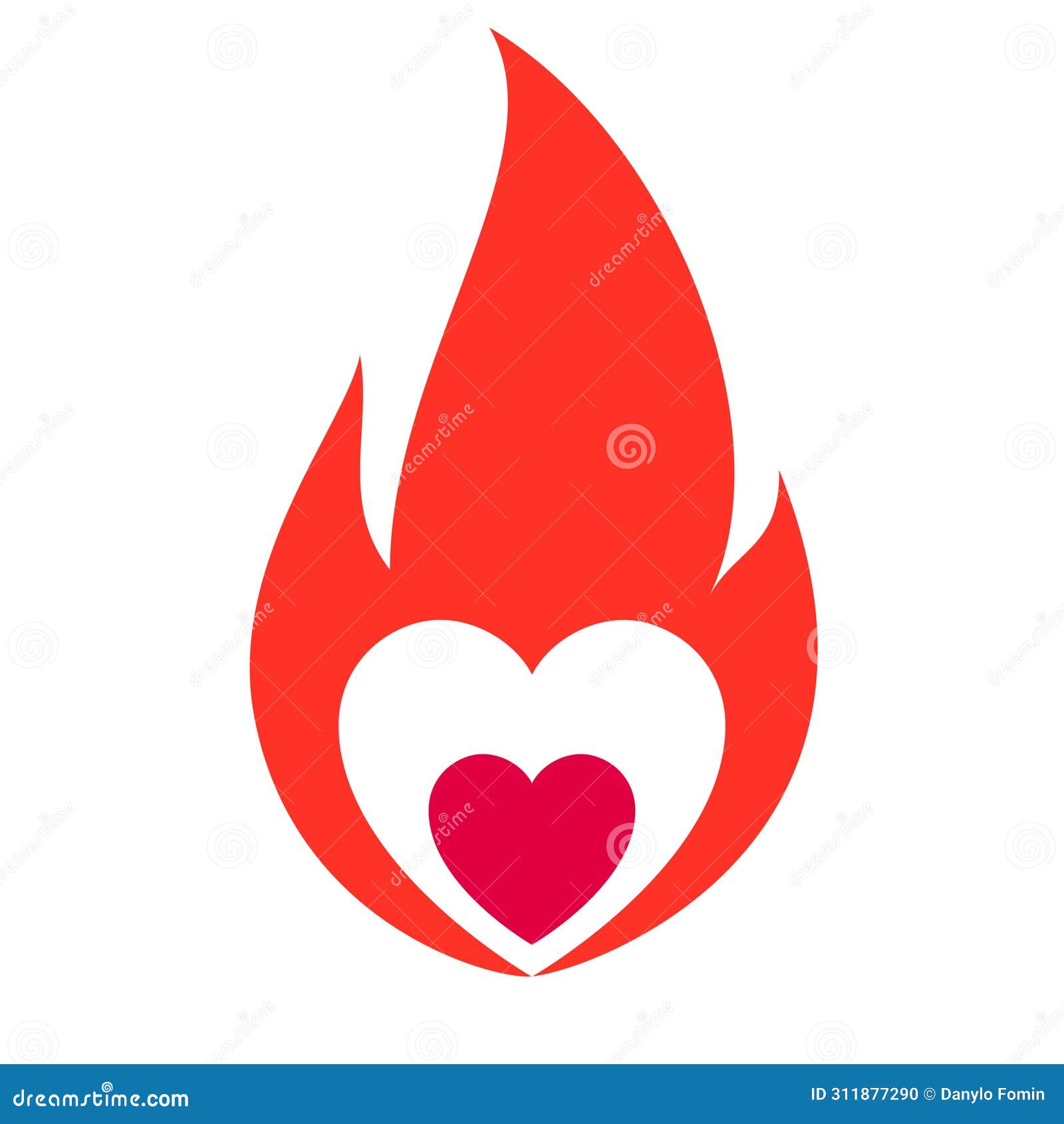 Fire Flame, Hot Heart Symbol Stock Vector - Illustration of bonfire ...