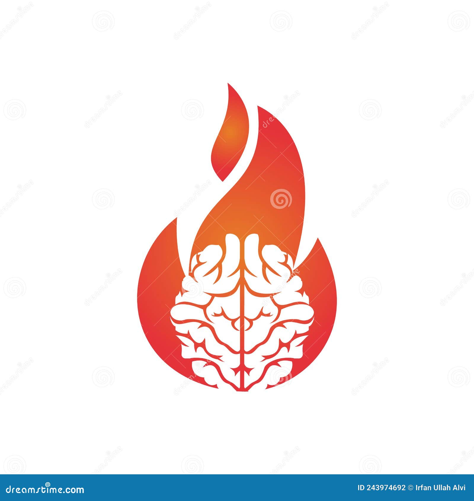 Fire Brain Vector Logo Design Template. Stock Vector - Illustration of ...