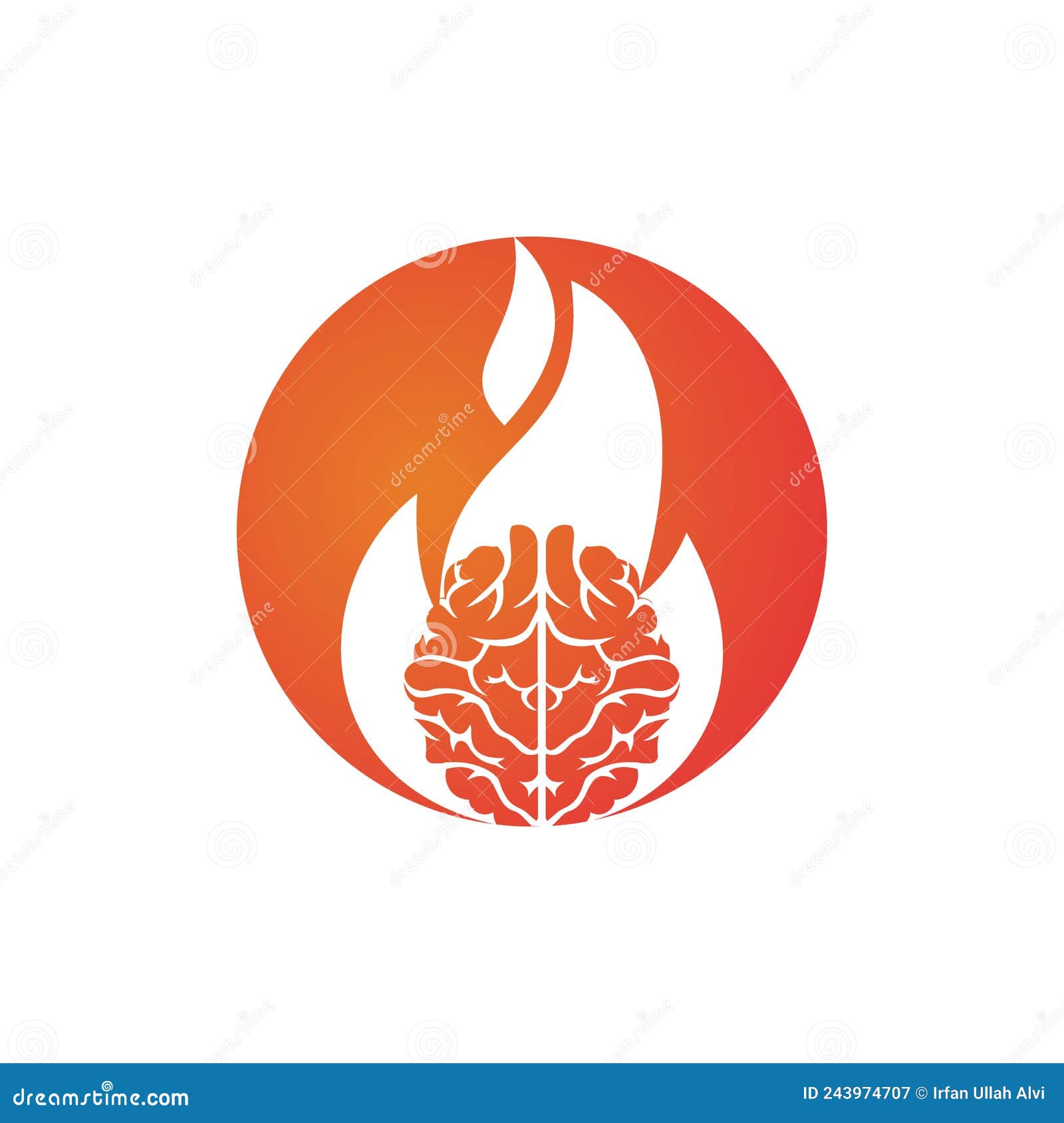 Fire Brain Vector Logo Design Template. Stock Vector - Illustration of ...