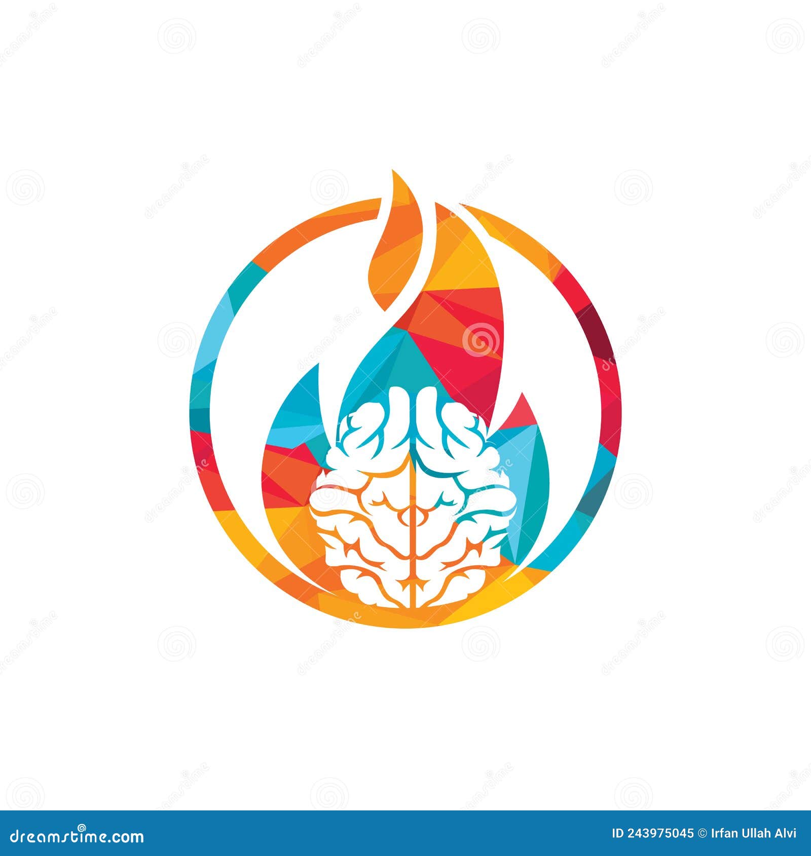Fire Brain Vector Logo Design Template. Stock Vector - Illustration of ...