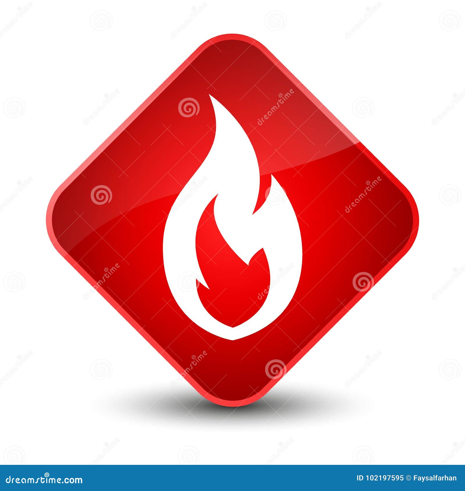 Fire Flame Icon Elegant Red Diamond Button Stock Illustration ...