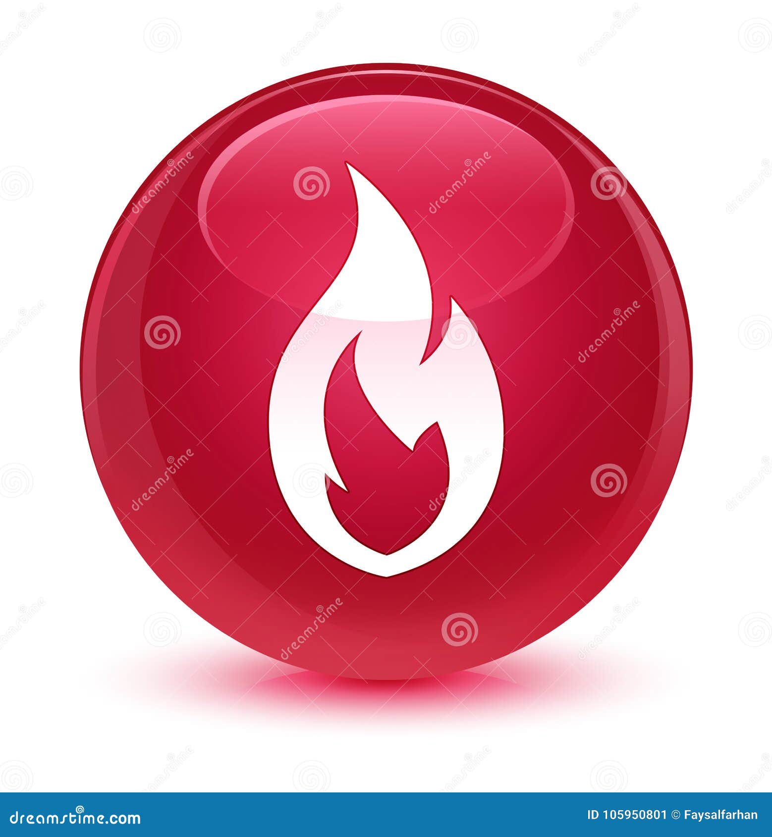 Fire Flame Icon Glassy Pink Round Button Stock Illustration ...