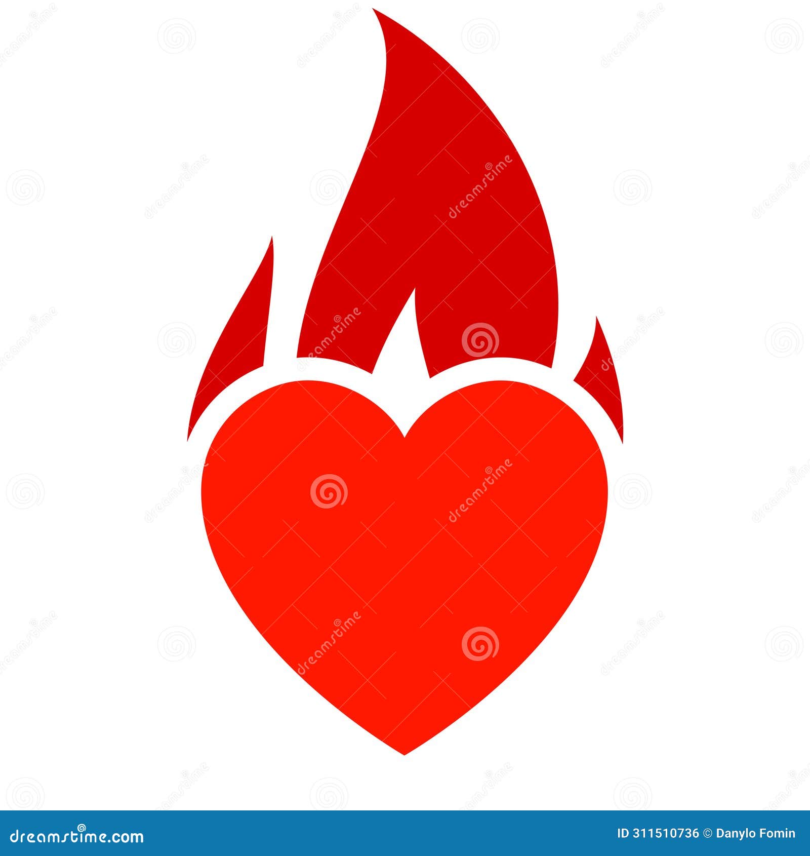 Fire Flame Icon, Hot Heart Symbol Stock Vector - Illustration of ignite ...