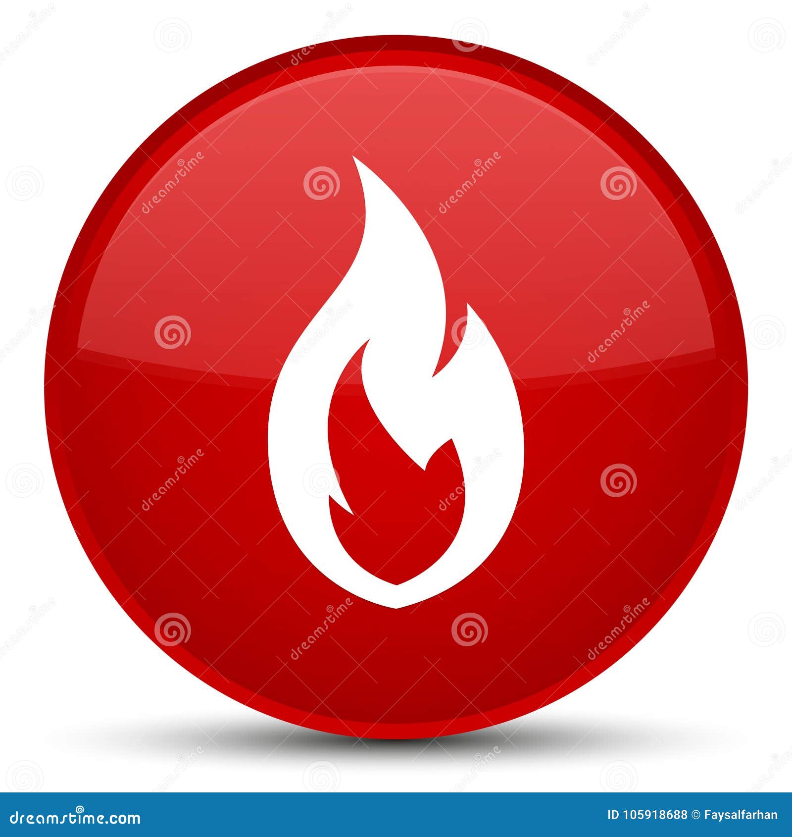 Fire Flame Icon Special Red Round Button Stock Illustration ...