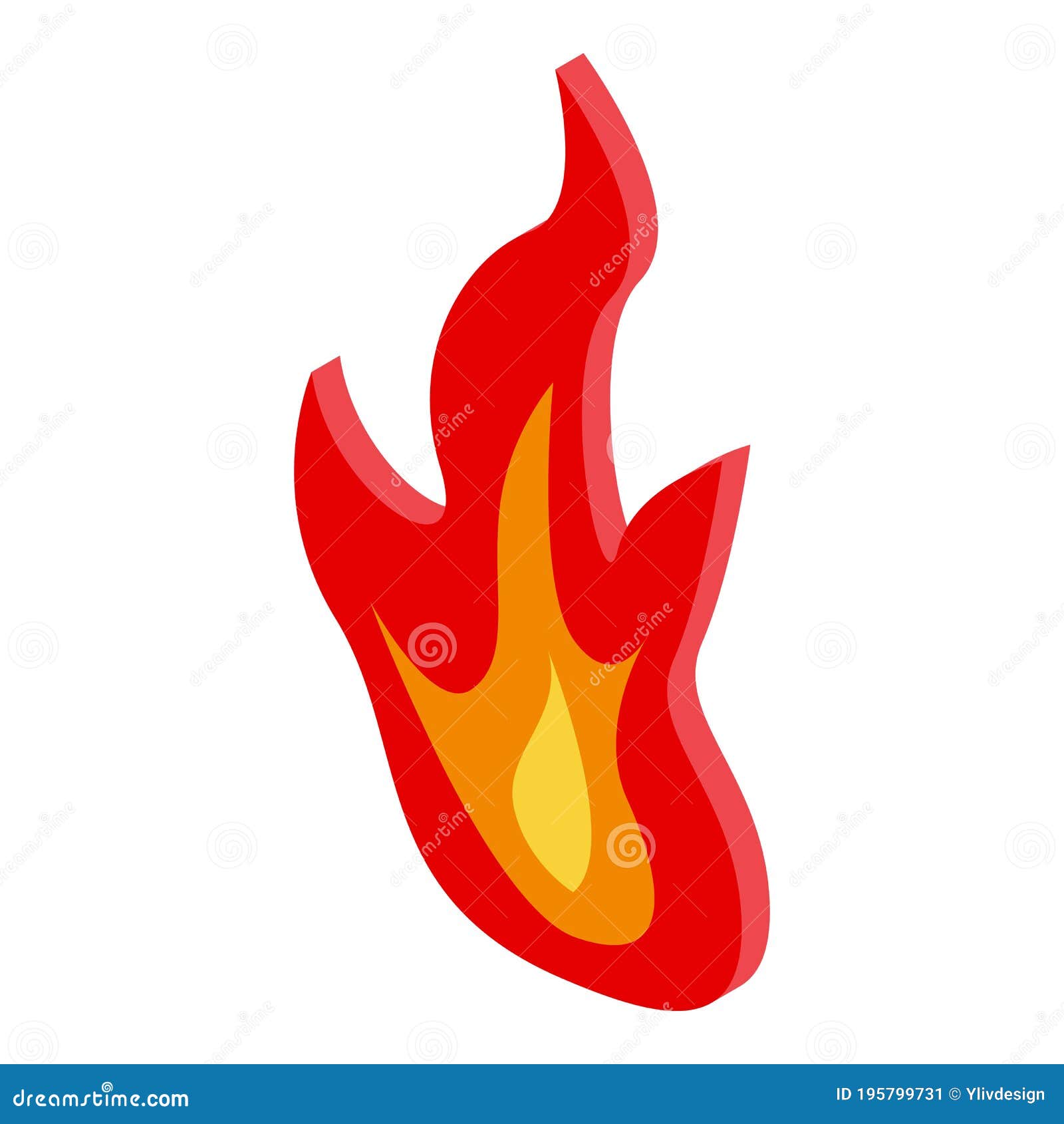 Fire Flame Icon, Isometric Style Stock Vector - Illustration of drawing ...