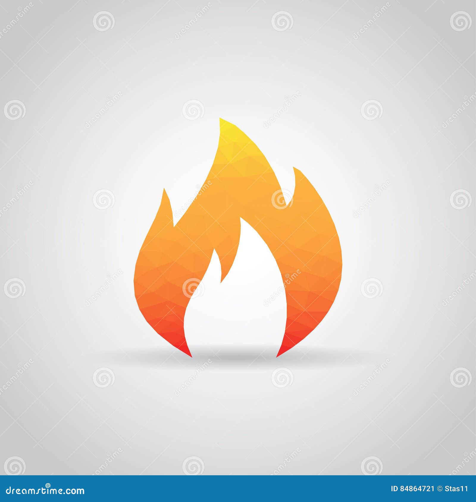 Fire Flame Icon in Polygonal Style on a Gray Background Stock Vector ...
